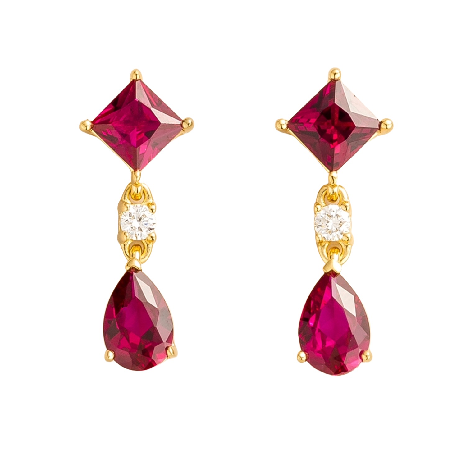Ori Gold Earrings Set With Ruby & Diamond | Juvetti | Wolf & Badger