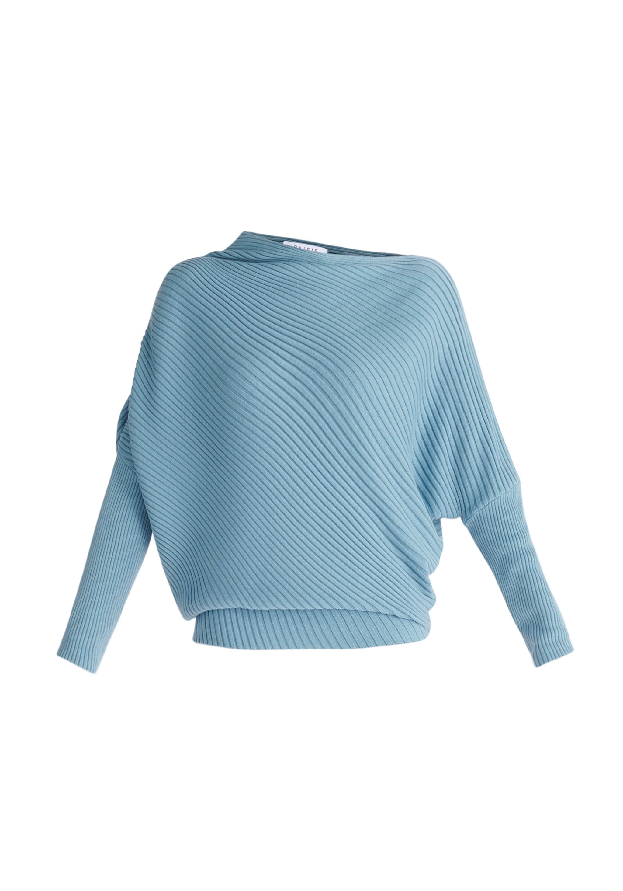 Draped Knitted Jumper In Blue | PAISIE | Wolf & Badger