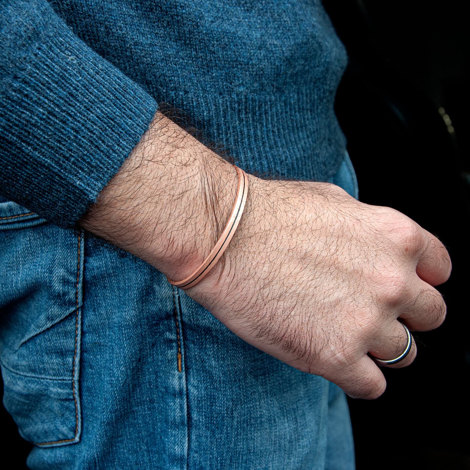 Minimal Solid Copper Bracelet For Men. Great Healer Harbour UK Bracelets Wolf Badger