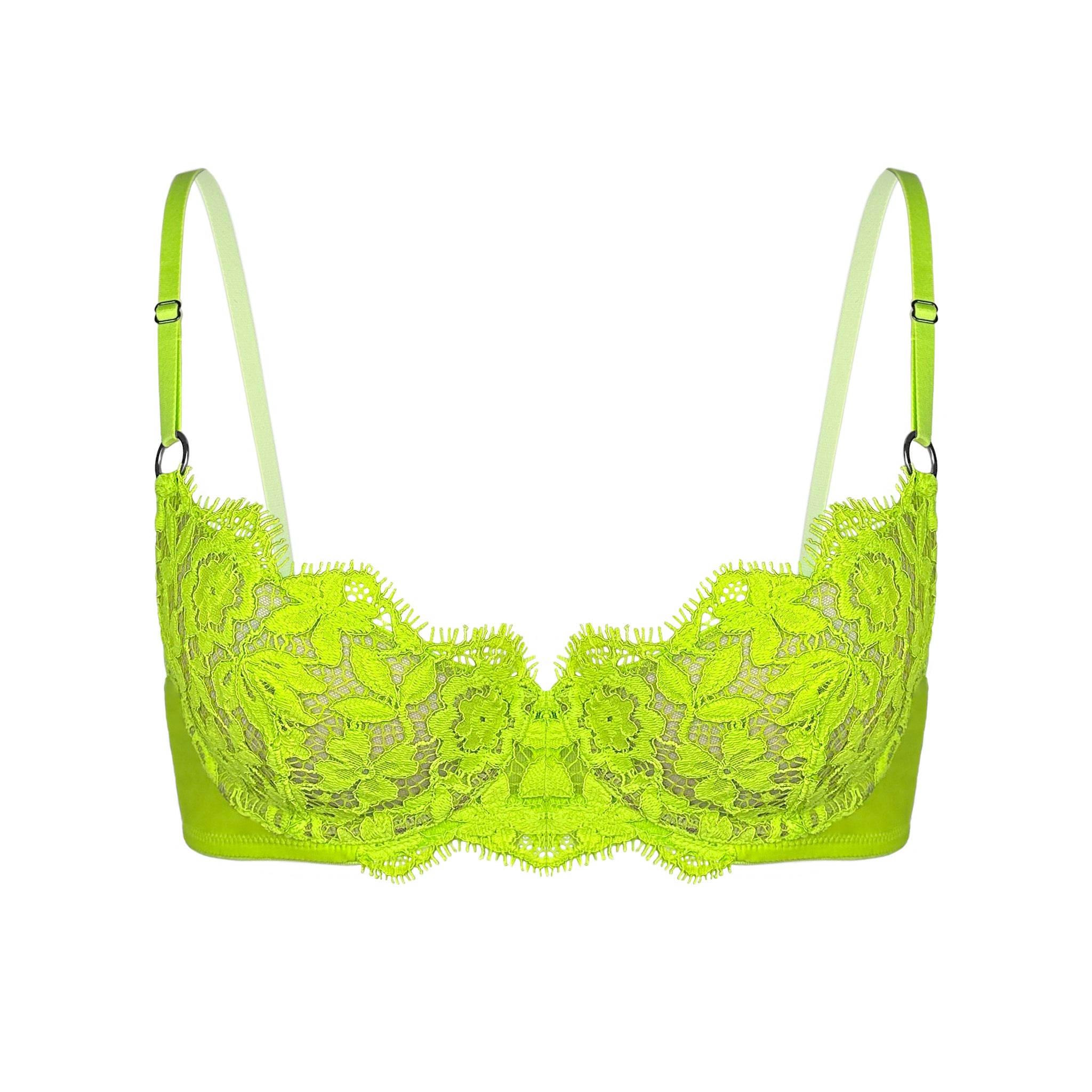 Frisson Lace Demi Bra Acid Green | Monique Morin Lingerie | Wolf & Badger