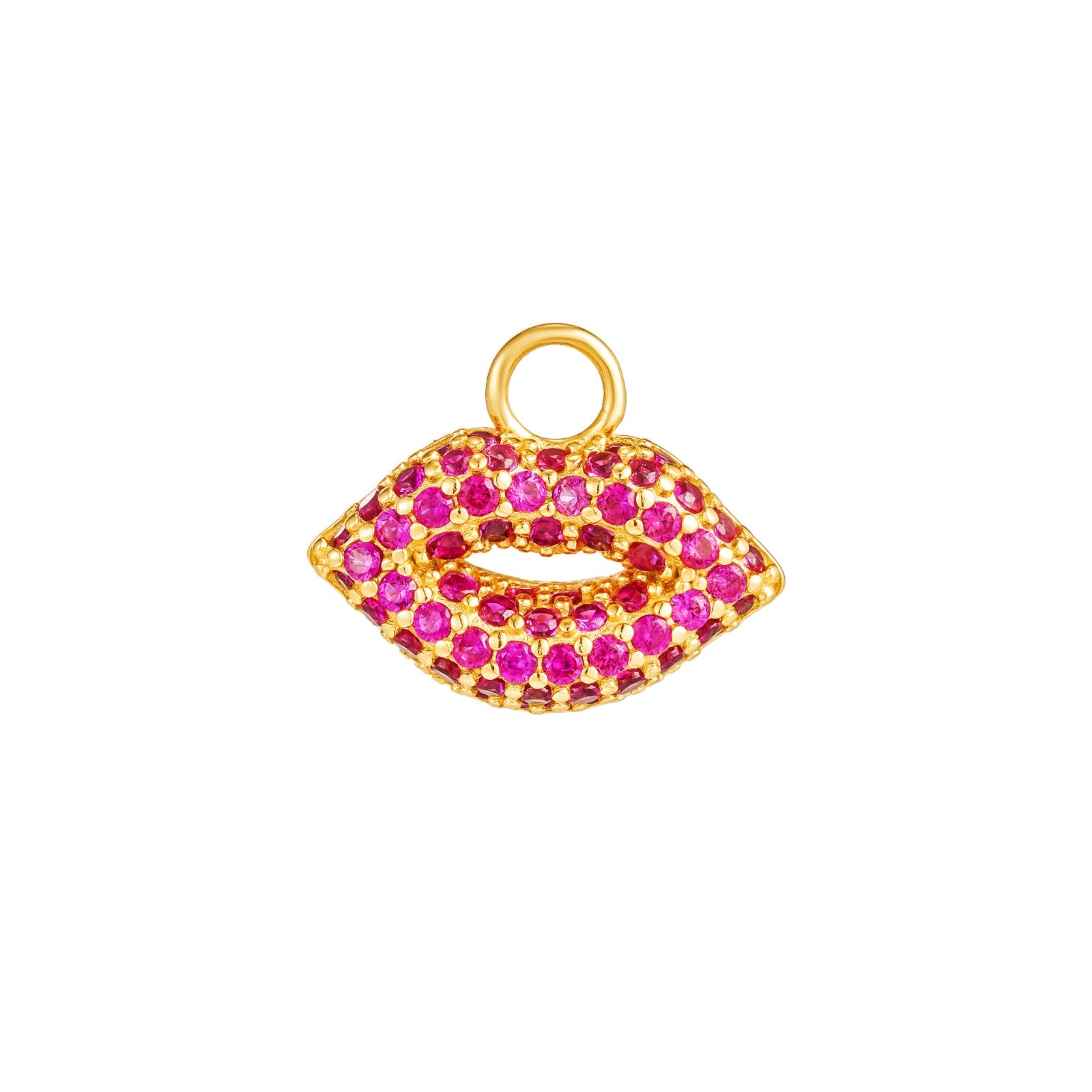 Encrusted Hot Pink Lips Charm | Amelia Roxanna Jewelry | Wolf & Badger