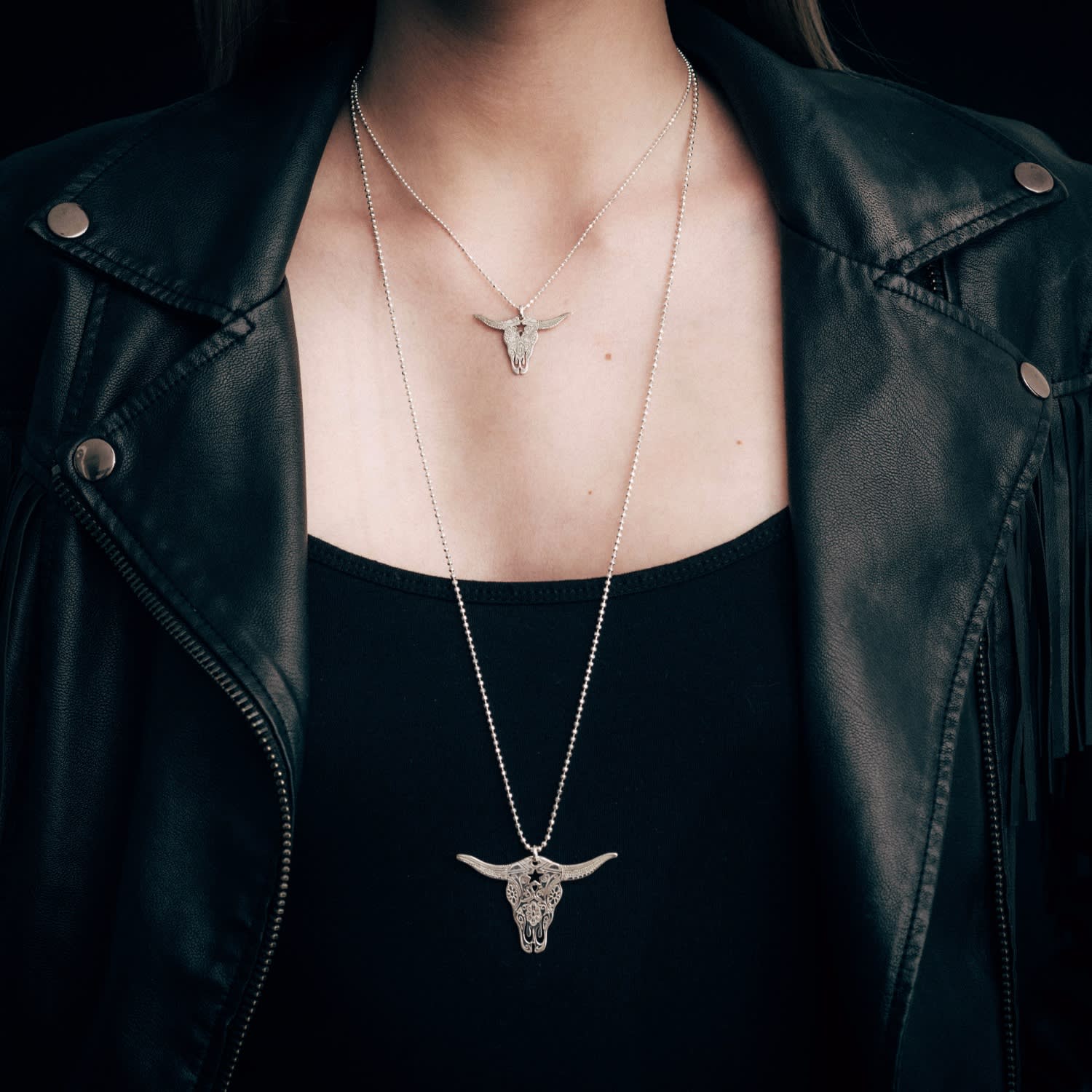 Medium Gold Texas Longhorn Pendant Necklace | CarterGore | Wolf & Badger
