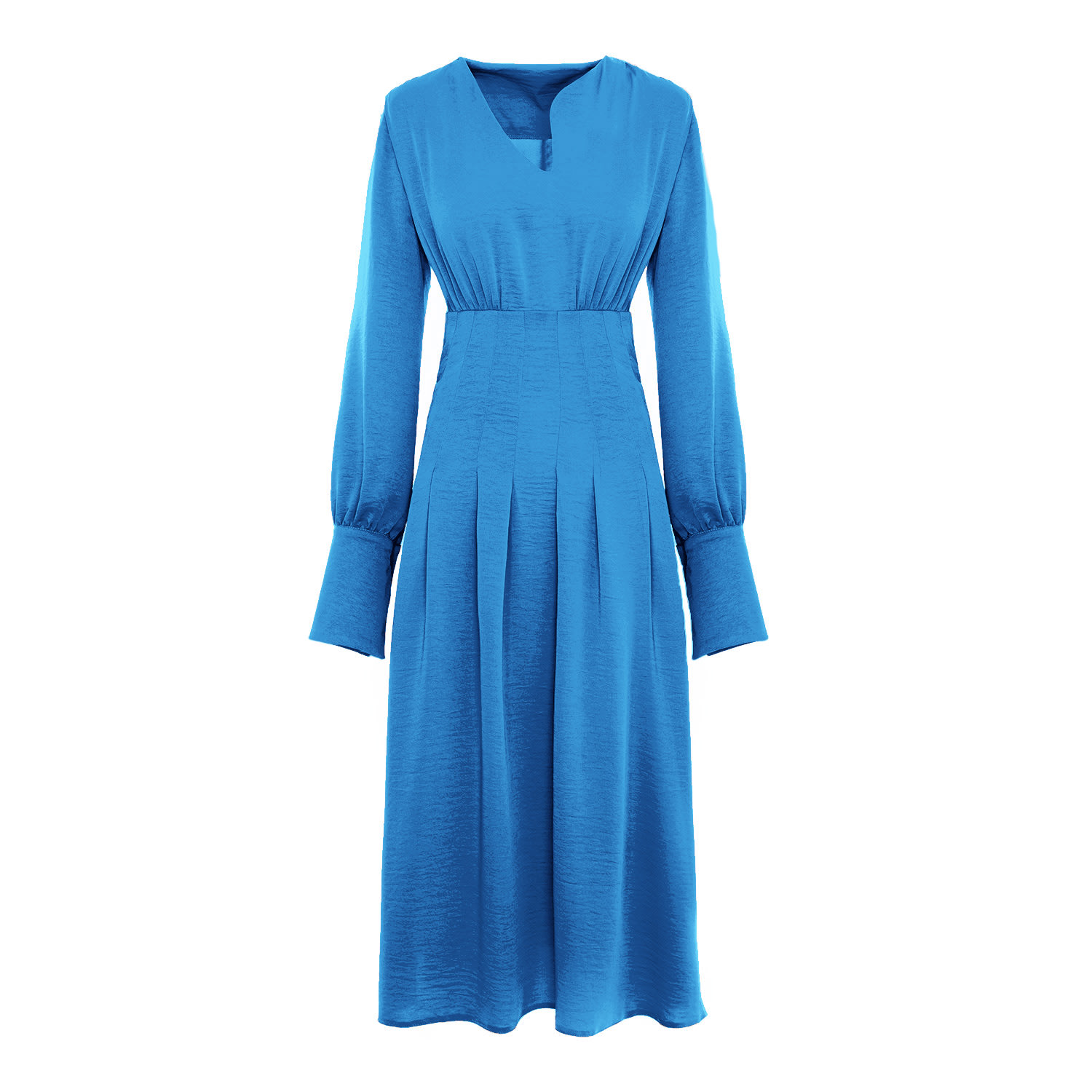Bluzat Women's Baby Blue Midi Dress With Pleats And Asymmetrical Cut ...