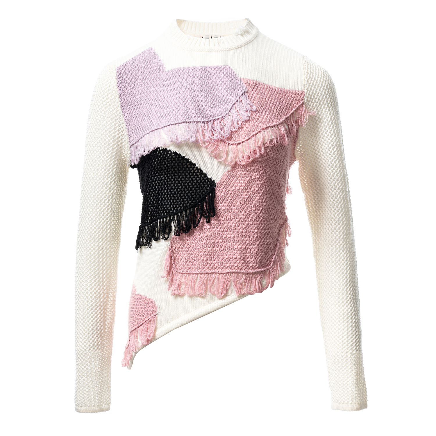 Fully Fashioning Hope Color Block Knit Top - Pink & Ivory | Fully ...