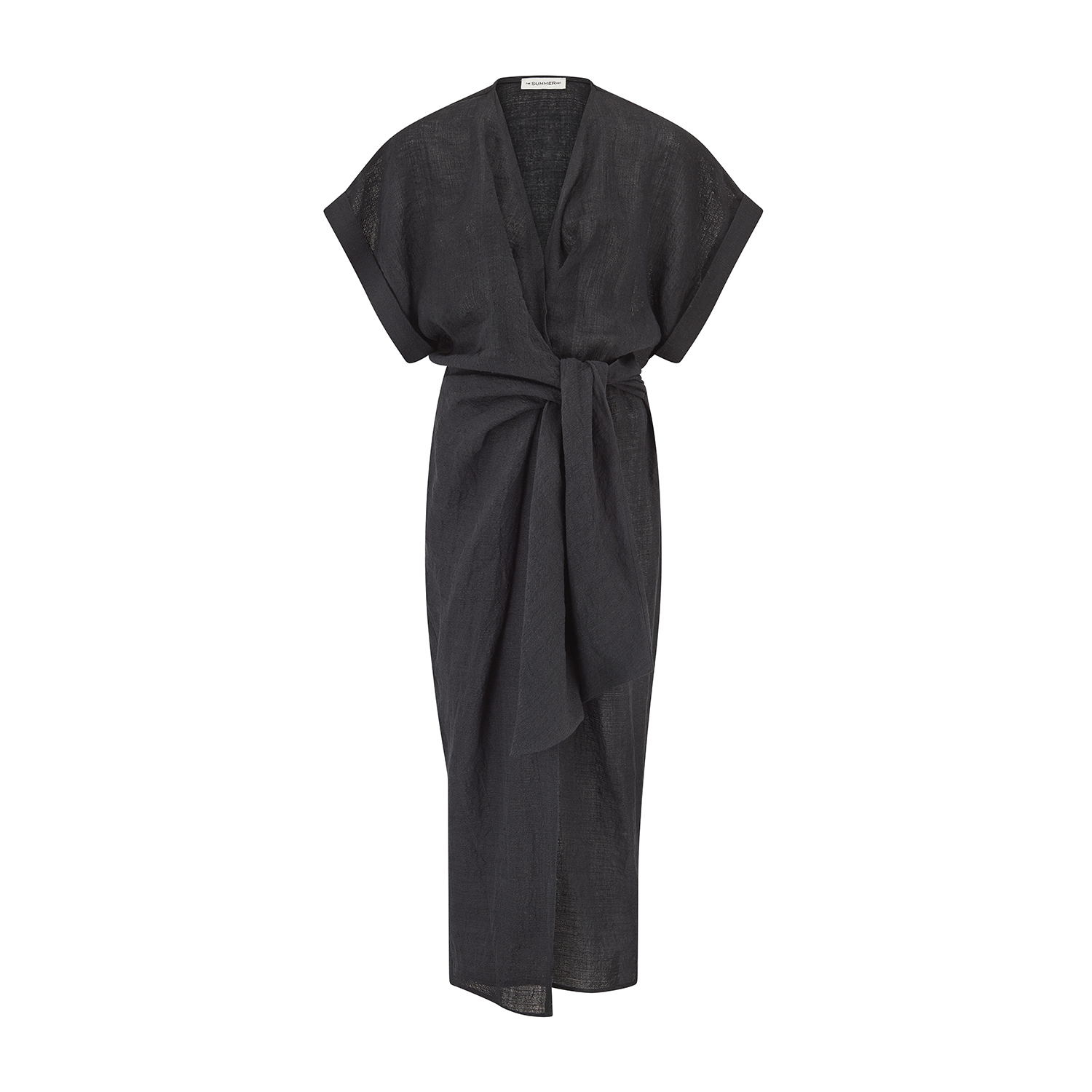 Kim Luxe Linen Wrap Dress - Black | The Summer Edit | Wolf & Badger