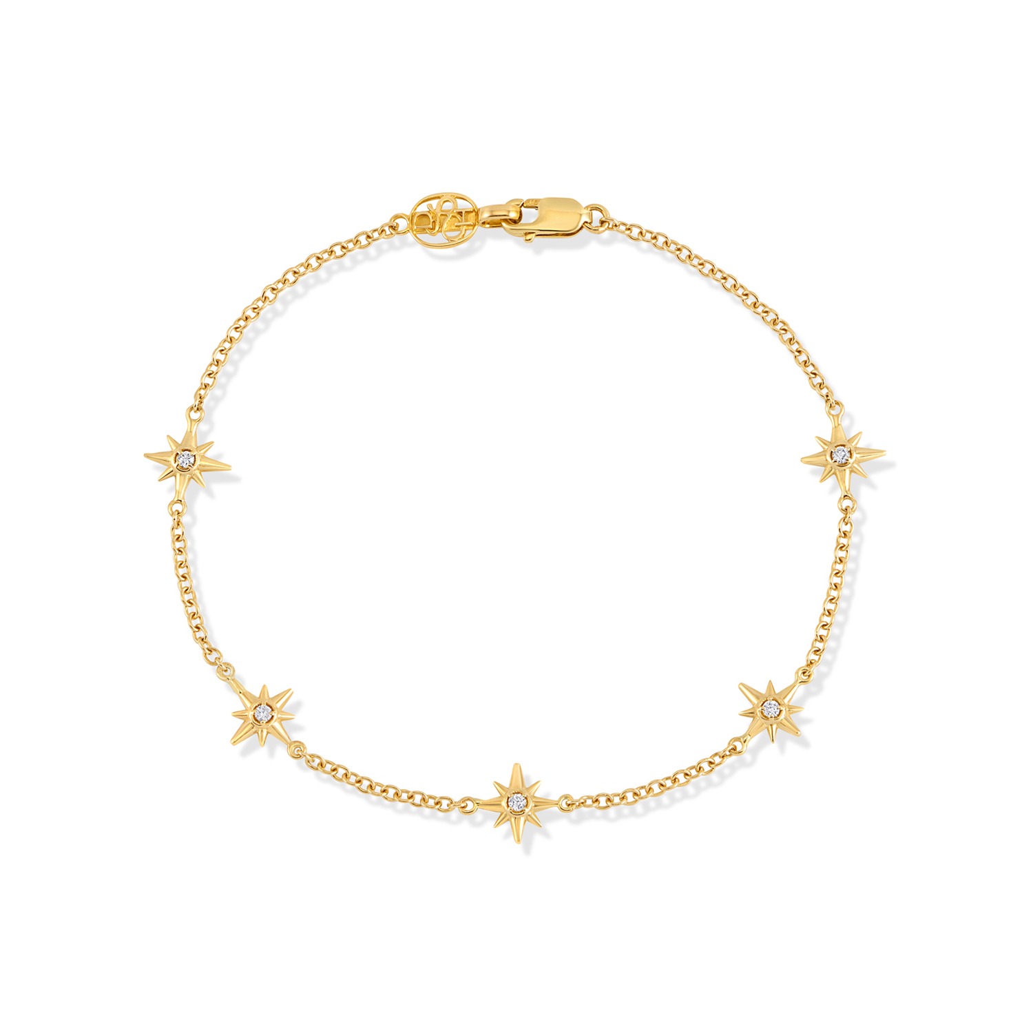 Solid Gold & Diamond Five Star Bracelet | Dower & Hall | Wolf & Badger