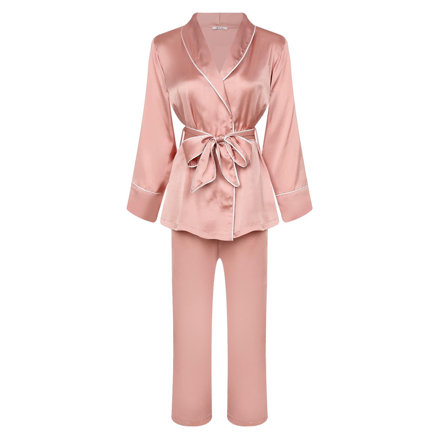 Pink Satin Pyjama Set Shawl Collar Elegance Mathilde | X Intima | Wolf ...