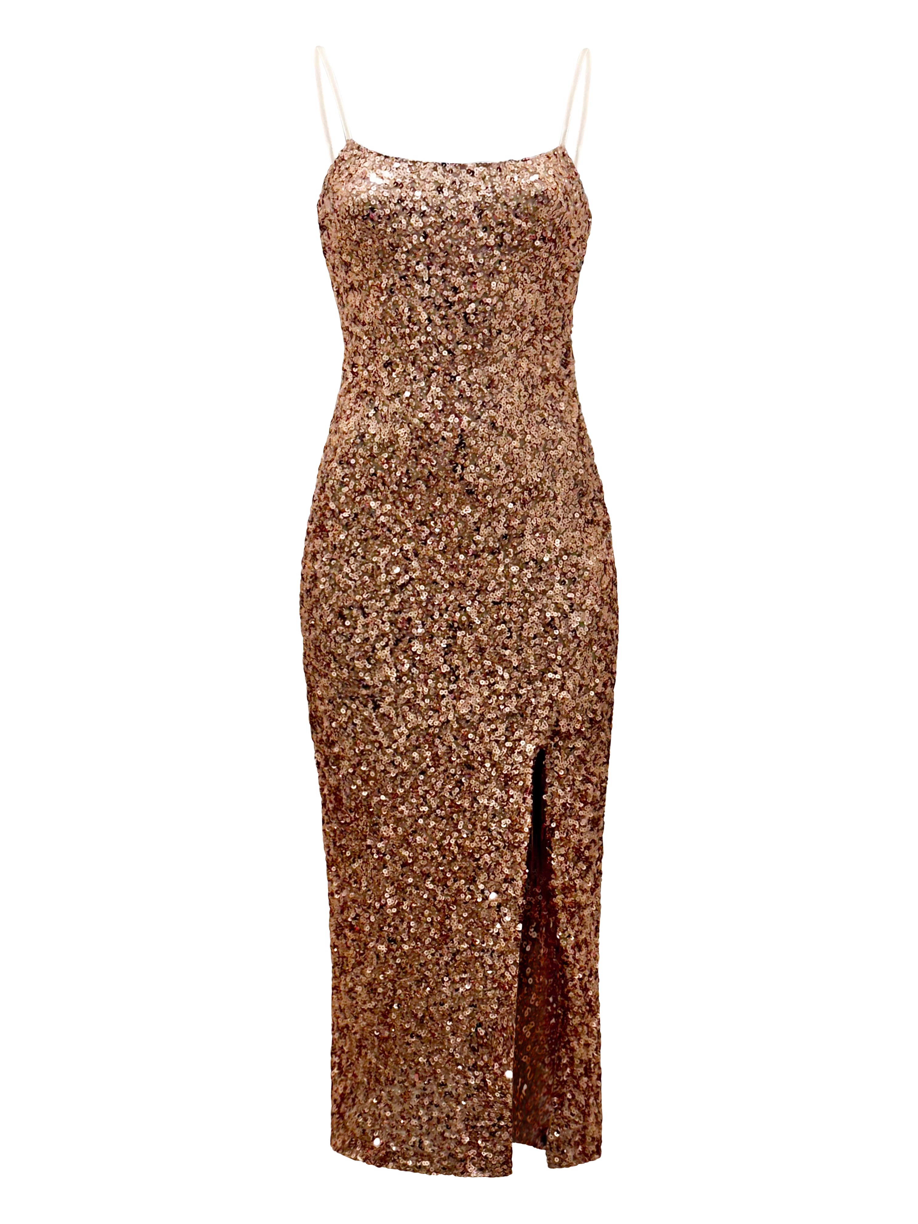 Rose Gold Sequinned Evening Dress - Amara | Why Mary | Wolf & Badger