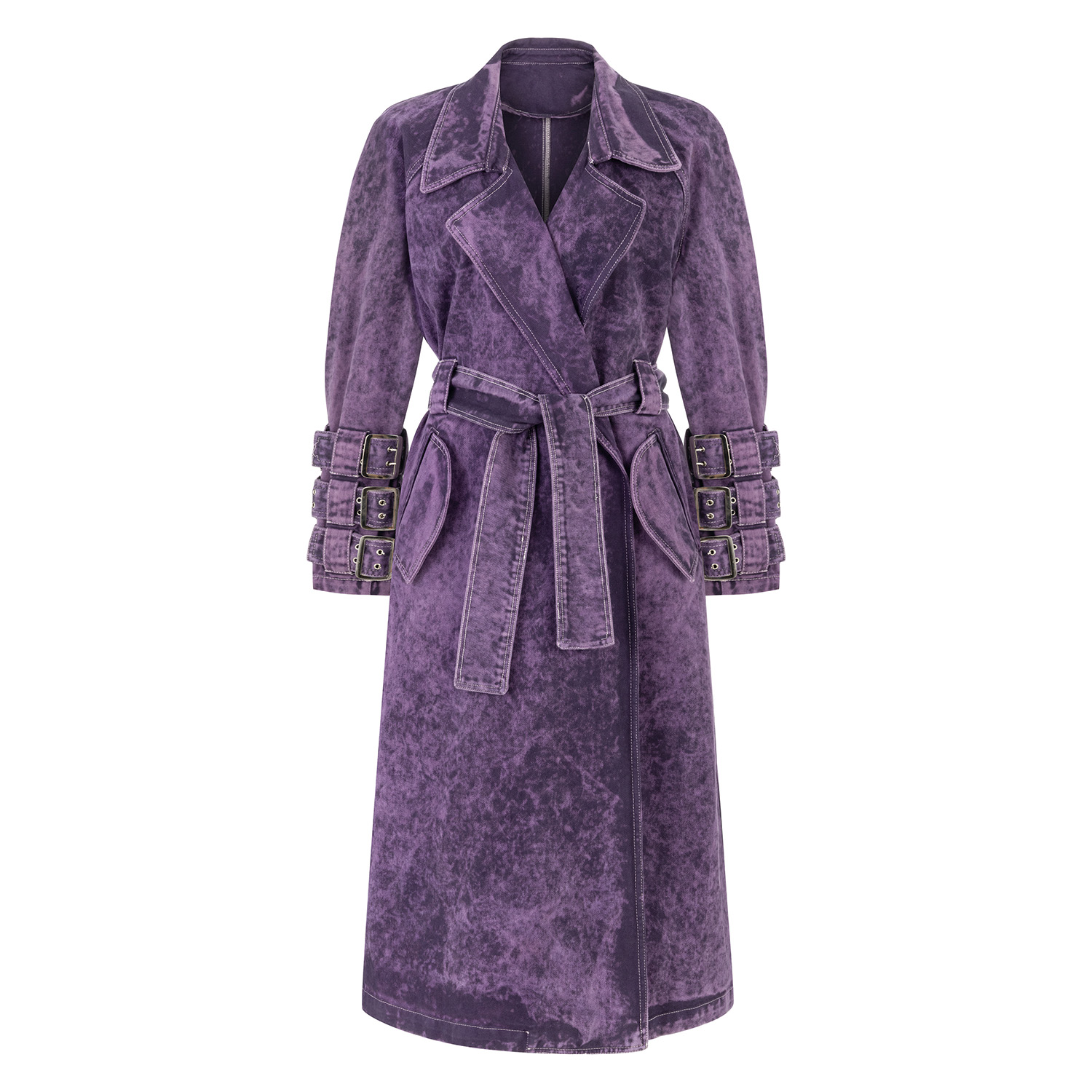 Voidwalker Trench Coat In Purple Acid Wash | Khéla the Label | Wolf ...