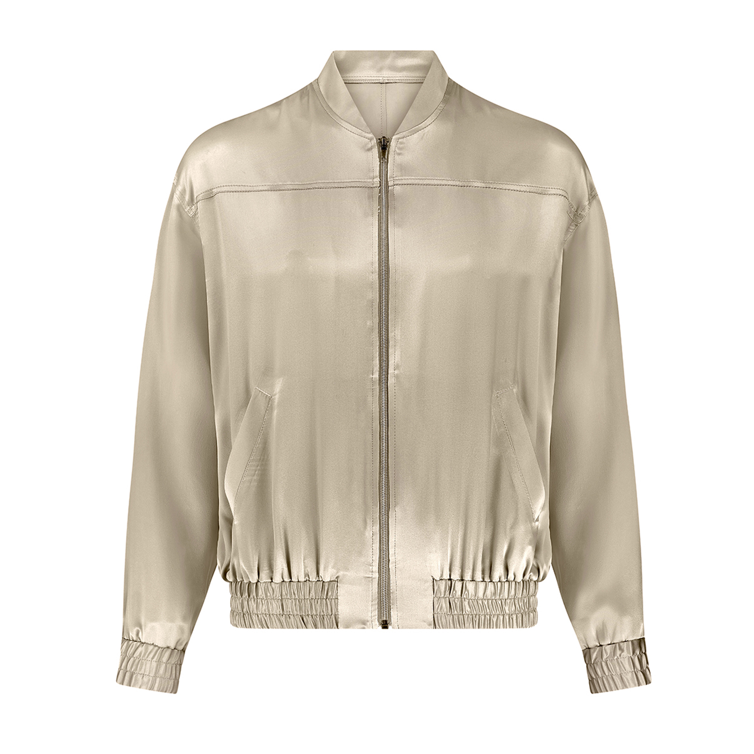Poppy Silk Bomber Jacket - Sand | The Summer Edit | Wolf & Badger
