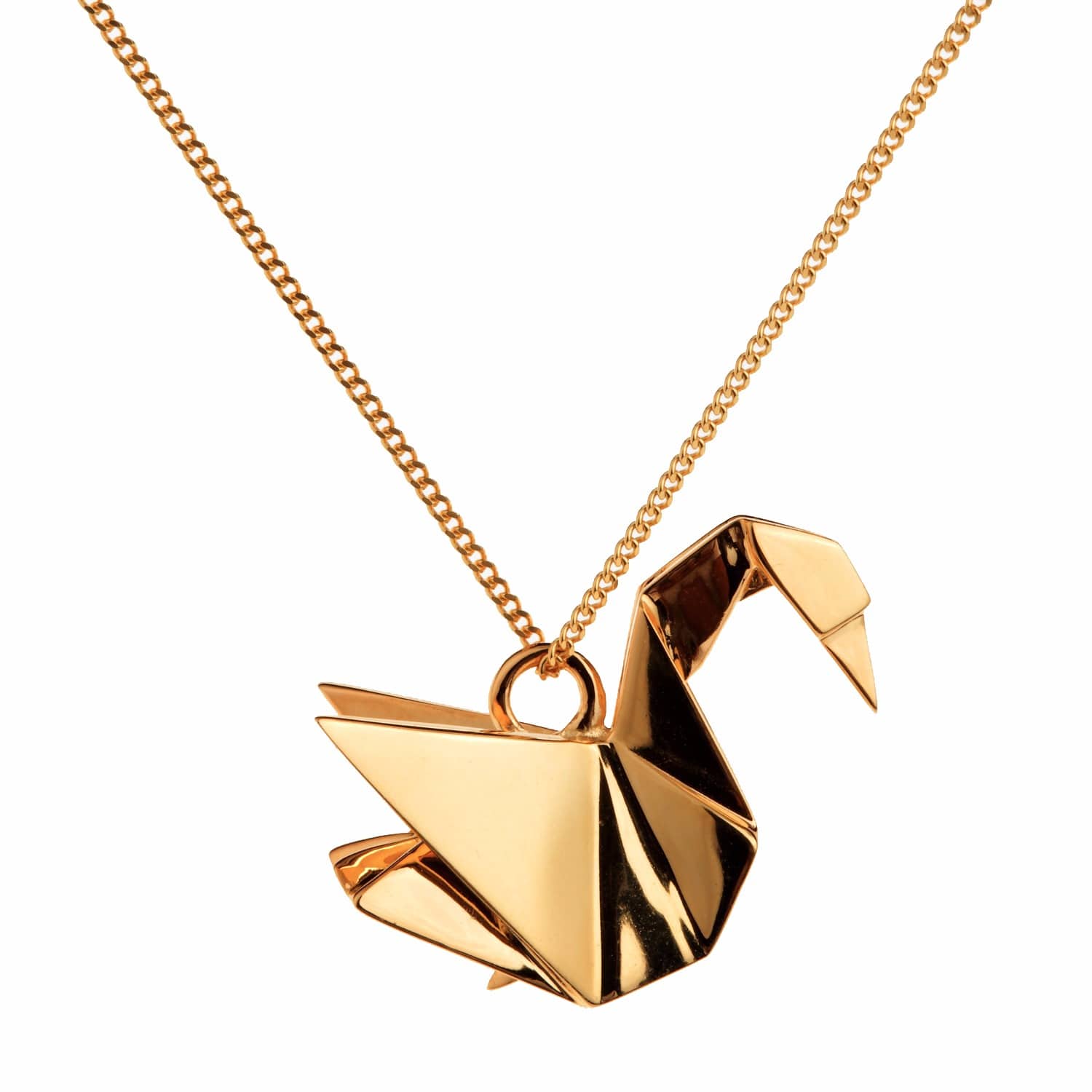 Swan Necklace Gold | Origami Jewellery | Wolf & Badger
