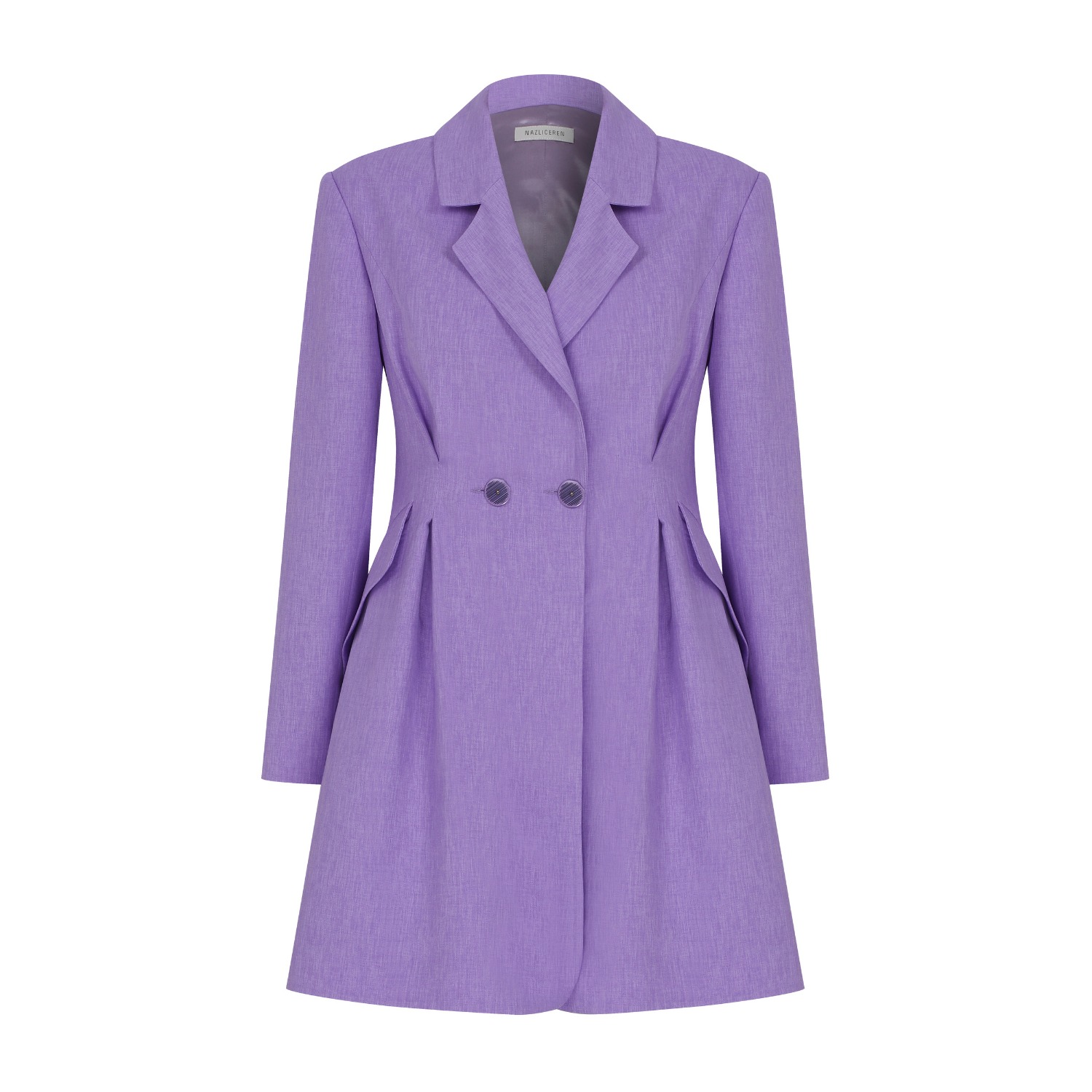 Valerie Shoulder-Padded Blazer Dress In Mauve Mist | NAZLI CEREN | Wolf ...