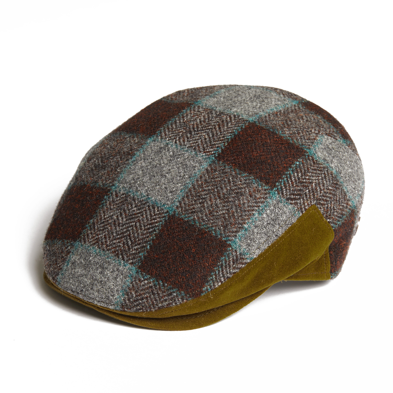 Luis Grassland Green Brown Tweed Checks Italian Flat Cap | Dasmarca ...