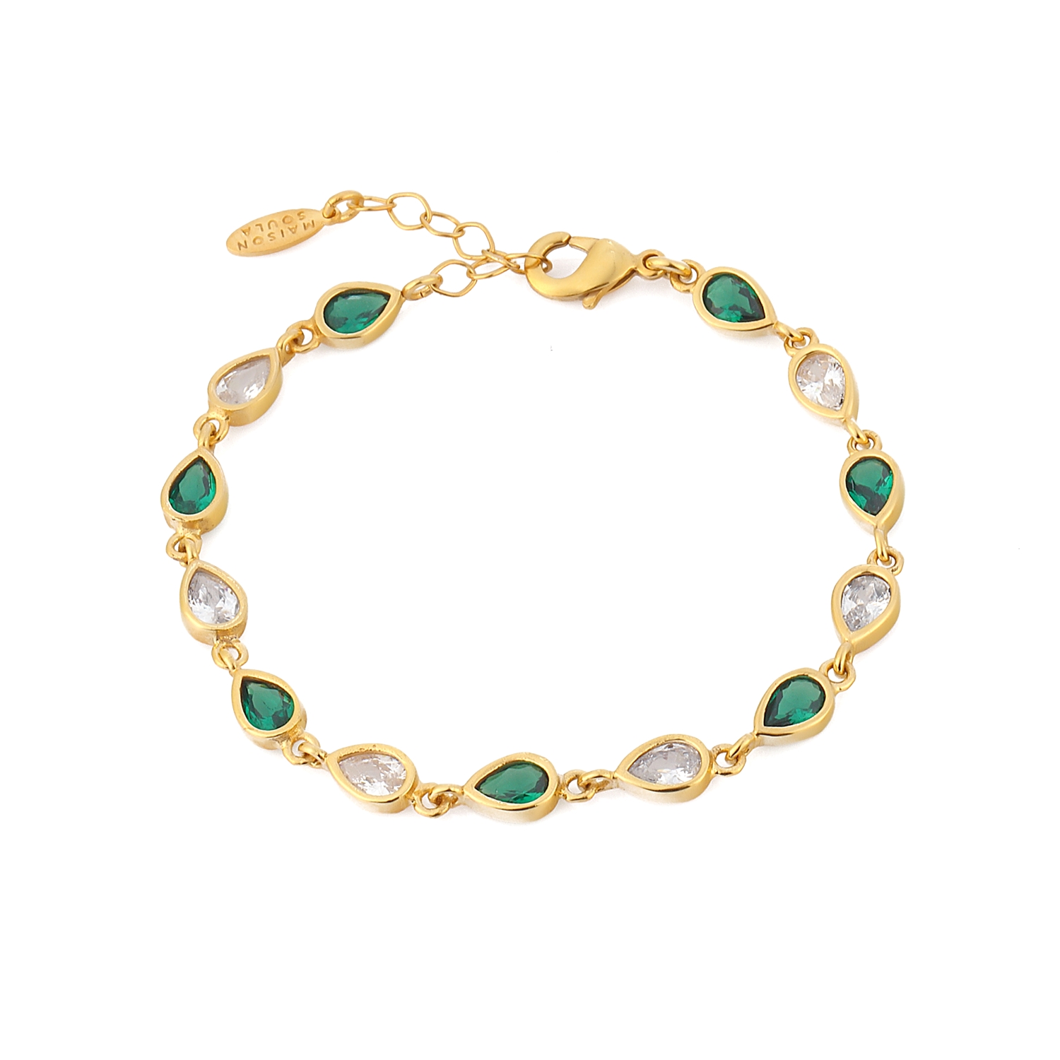 Water Drop Bracelet - Emerald Green & White | Maison Soula | Wolf & Badger