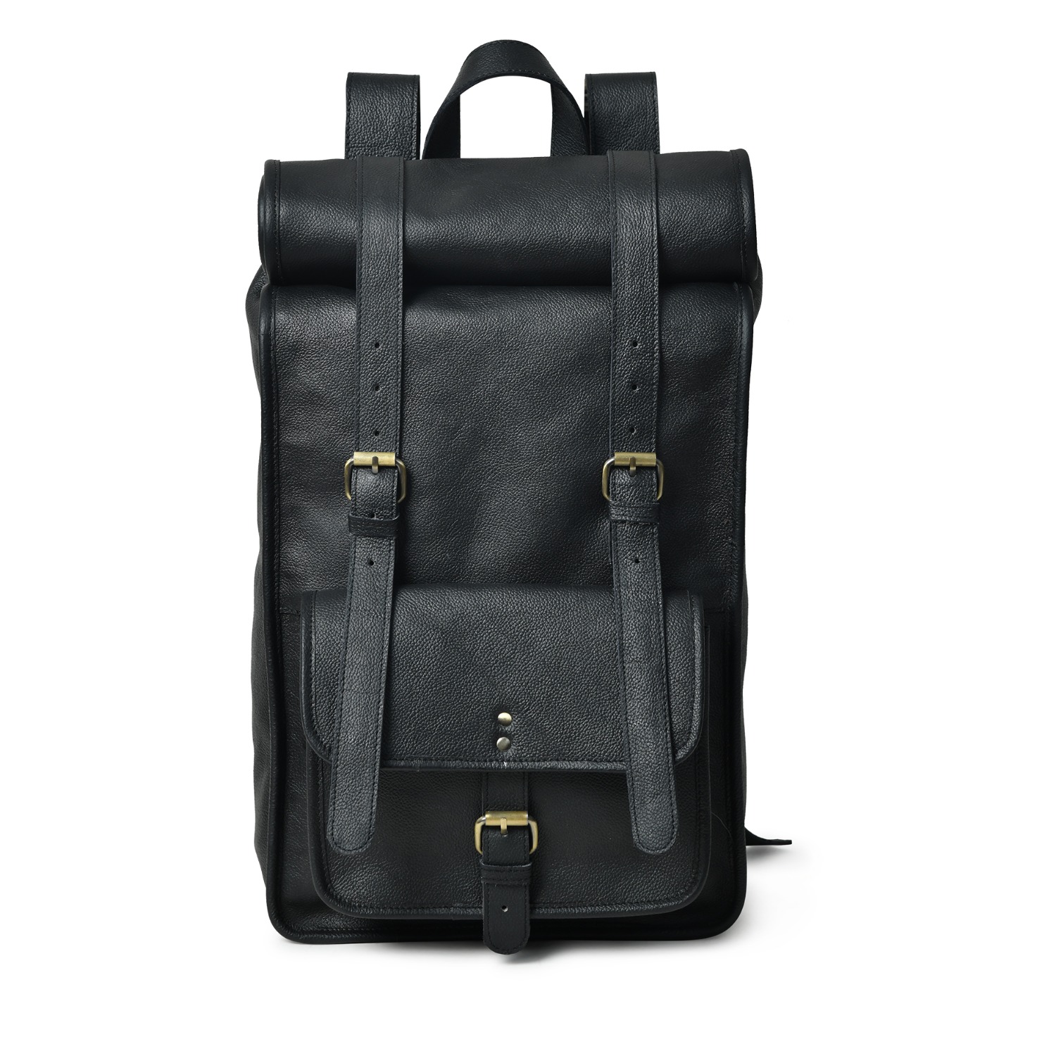 Duvall Rolltop Leather Backpack - Black | Dötch Leather | Wolf & Badger