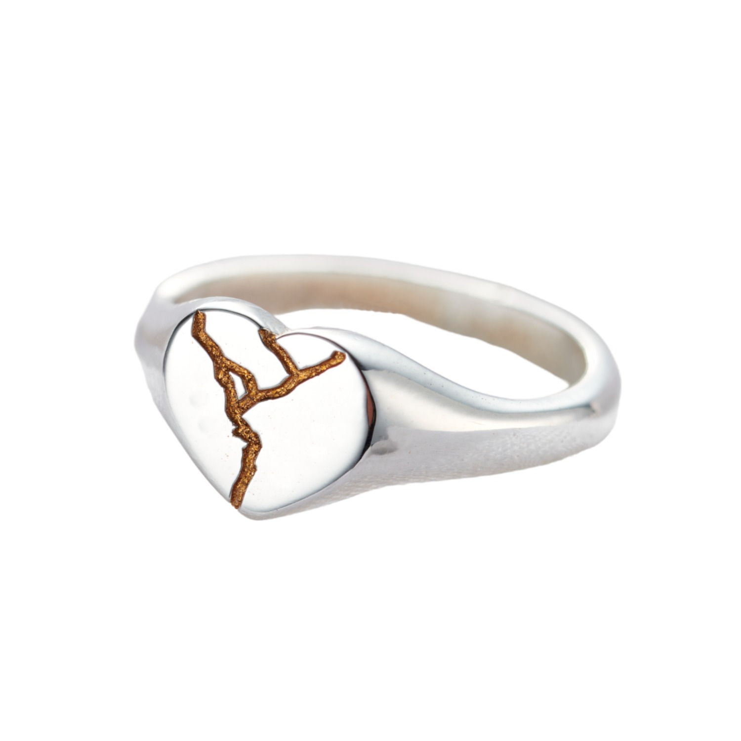 Sterling Silver Heart Kintsugi Signet Ring | Posh Totty Designs | Wolf ...