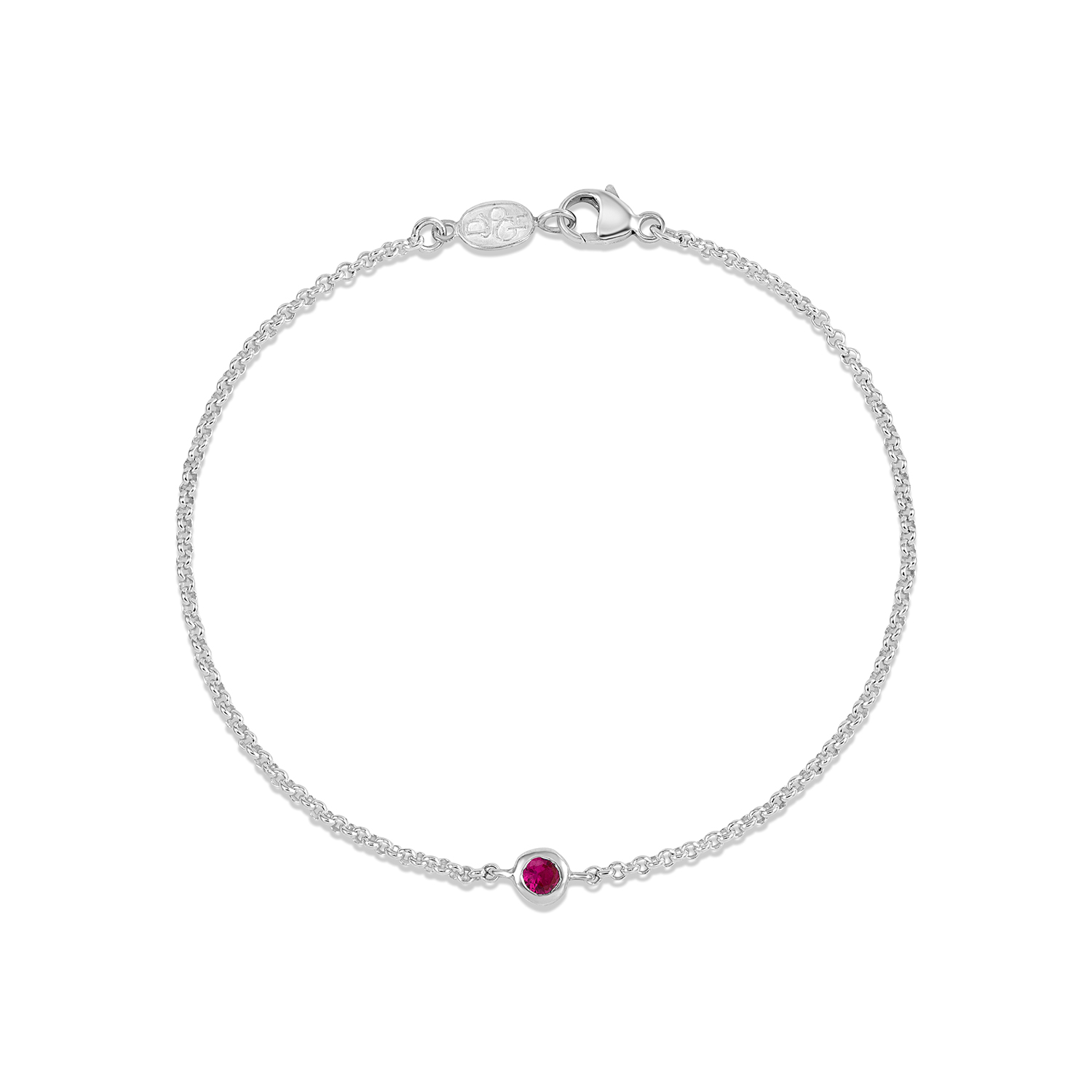 Single Ruby Dewdrop Chain Bracelet In Sterling Silver | Dower & Hall ...