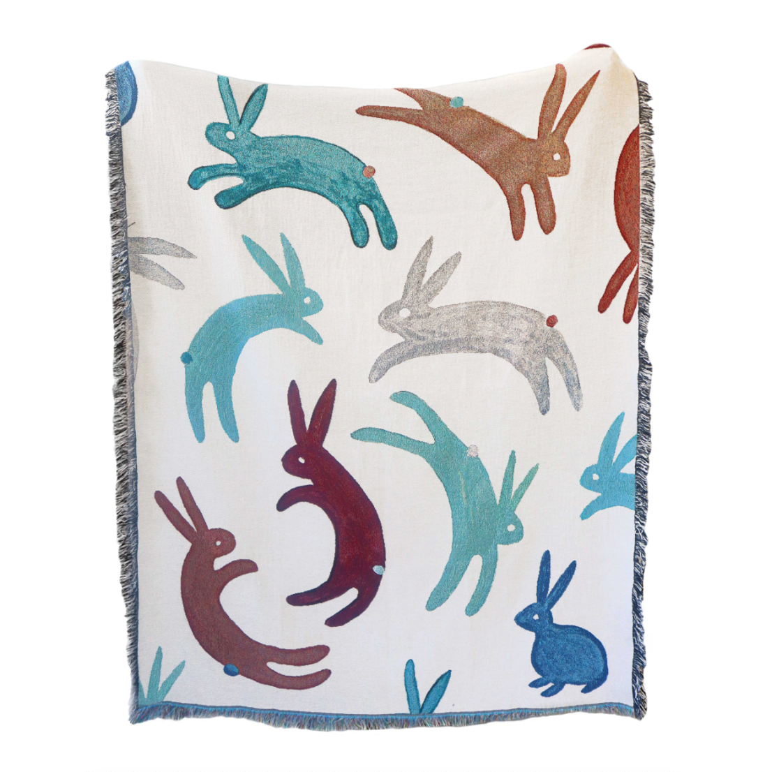 Rabbits Recycled Cotton Woven Throw | Rosanna Corfe | Wolf & Badger