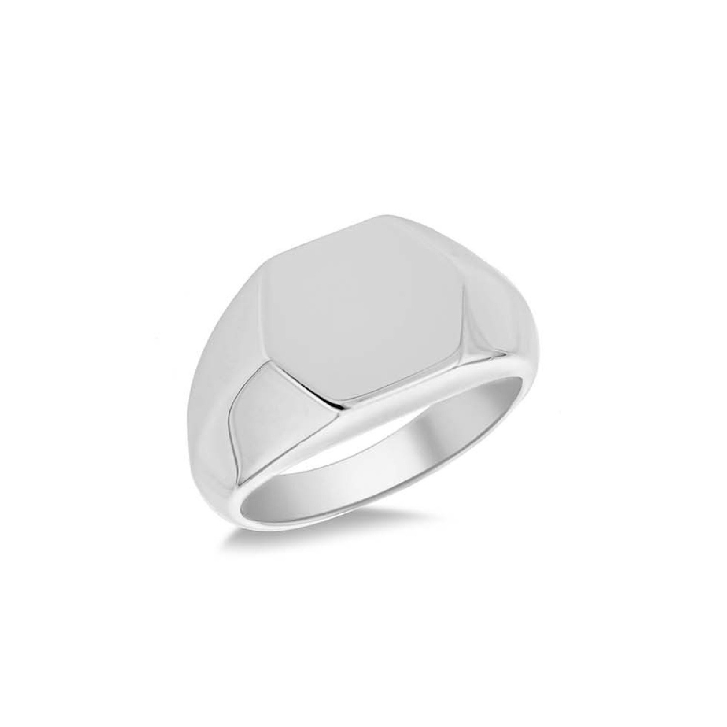 Sterling Silver Unisex Hexagon Signet Ring | Posh Totty Designs | Wolf & Badger