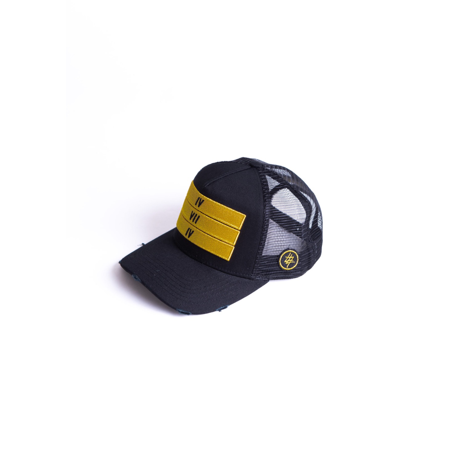 474 Gold 3 Bars Trucker Hat - Black, Gold | 474 co | Wolf & Badger