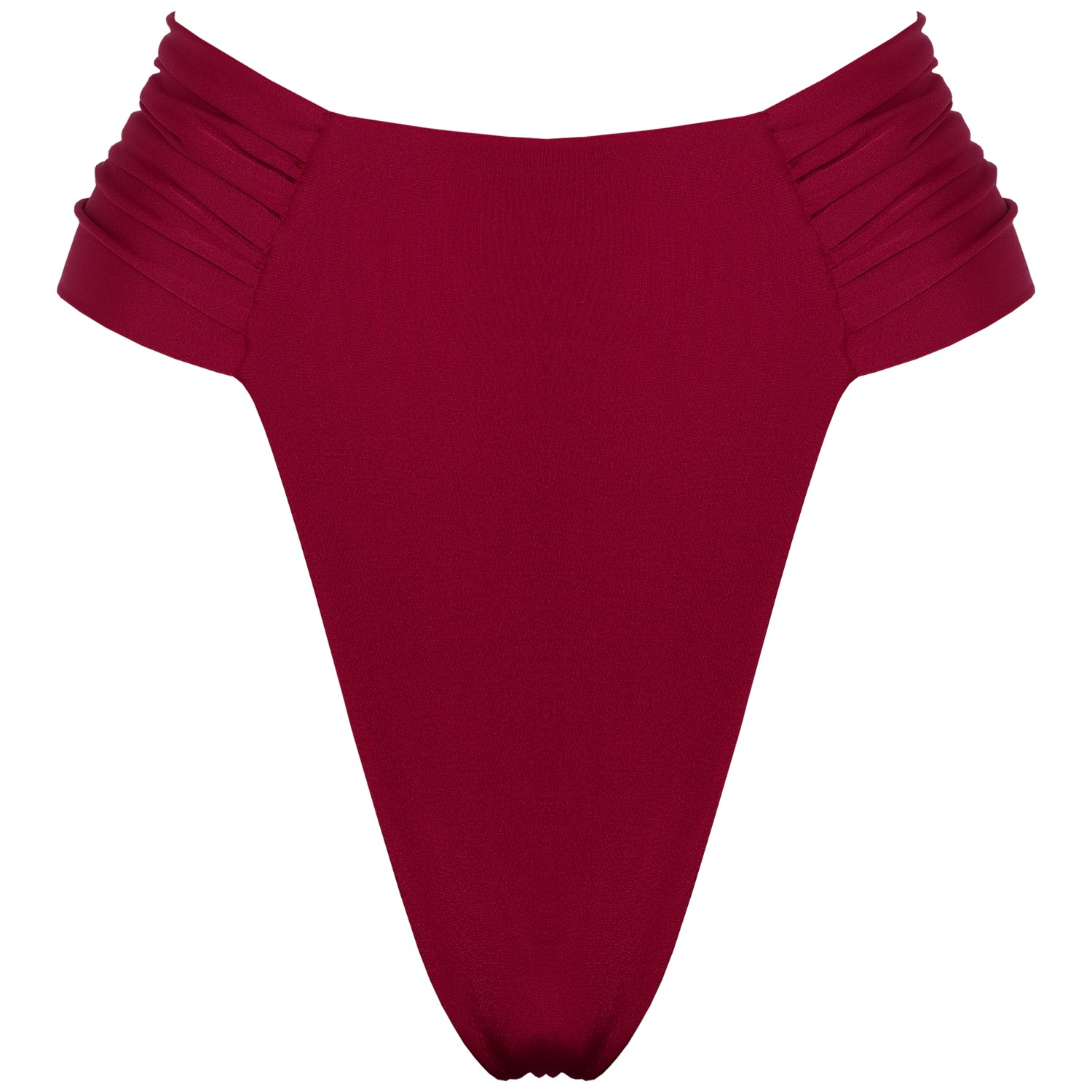 Clam High Waisted Side Draped Bikini Bottom In Red | ANTONINIAS | Wolf ...