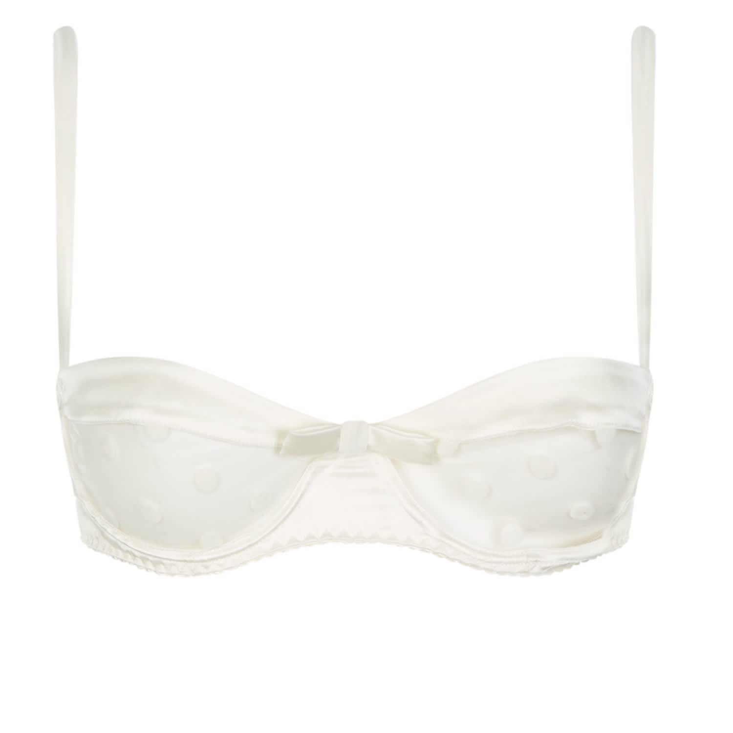 White Stretch Silk Polka Dot Tulle Balconette Bra Sarah Brown Wolf