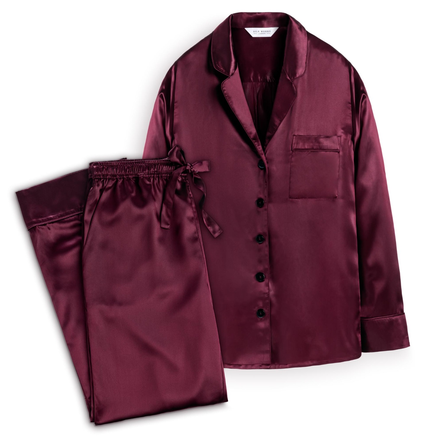 Pure Mulberry Silk Pyjamas - Ruby | Silk Works London | Wolf & Badger