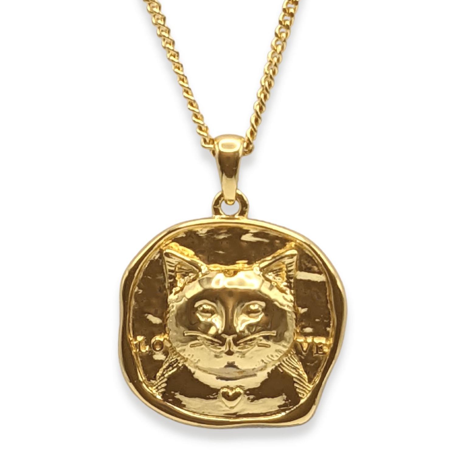 Lars Cat Coin Necklace, Gold Vermeil | FRENVYRN | Wolf & Badger