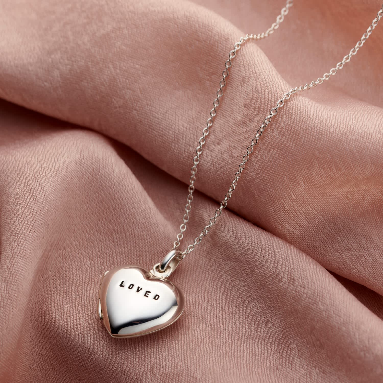 Sterling Silver Loved Small Heart Locket Necklace Posh Totty Designs Wolf Badger