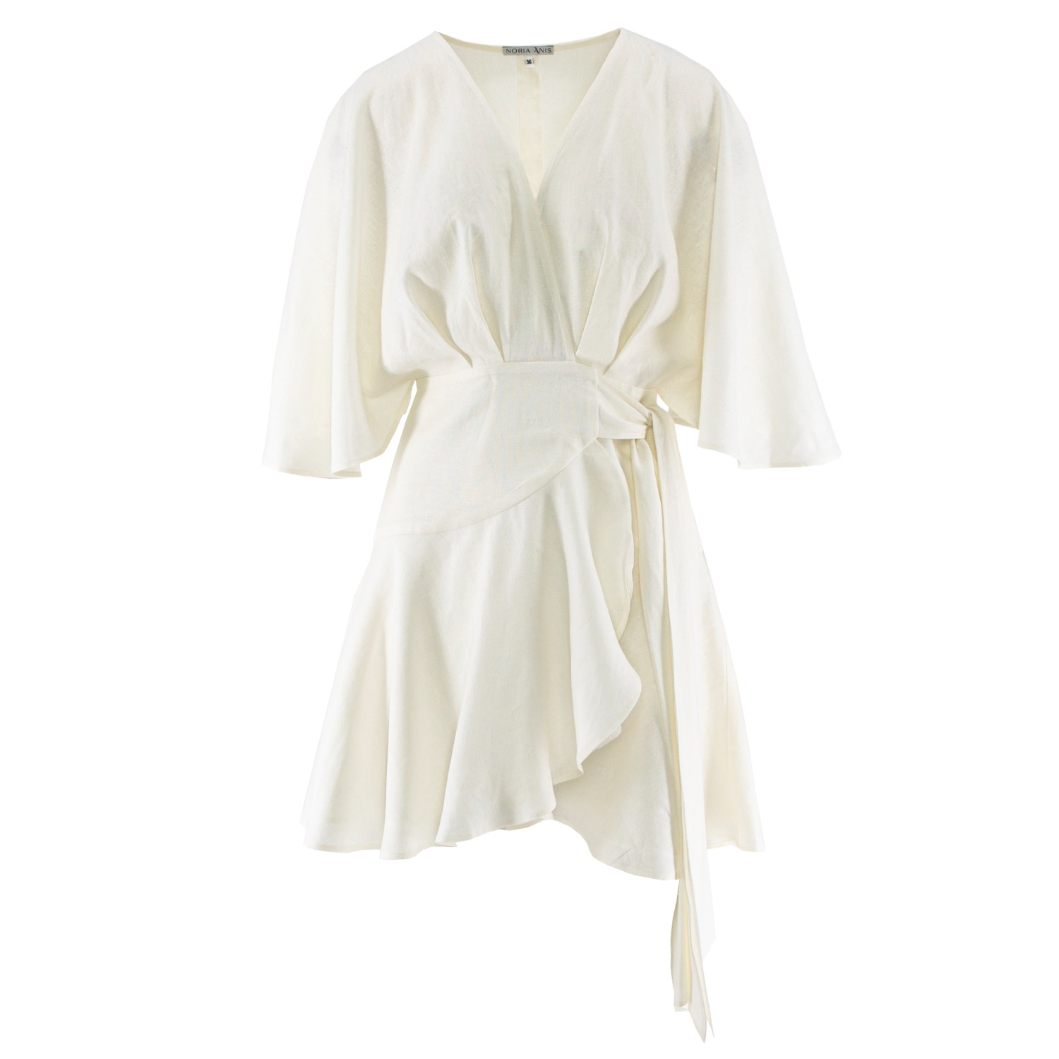 Franca Mini Wrap Dress In Off-White | Noria Anis | Wolf & Badger