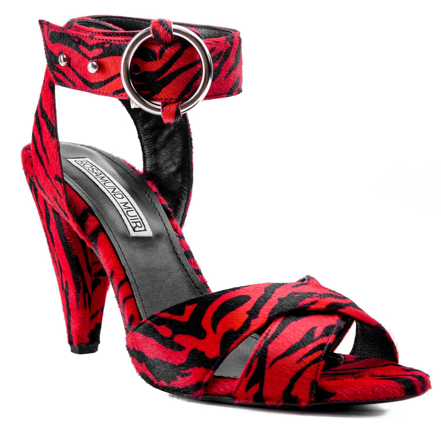 Montana Red And Black Tiger Print Sandals | Rosamund Muir London | Wolf ...