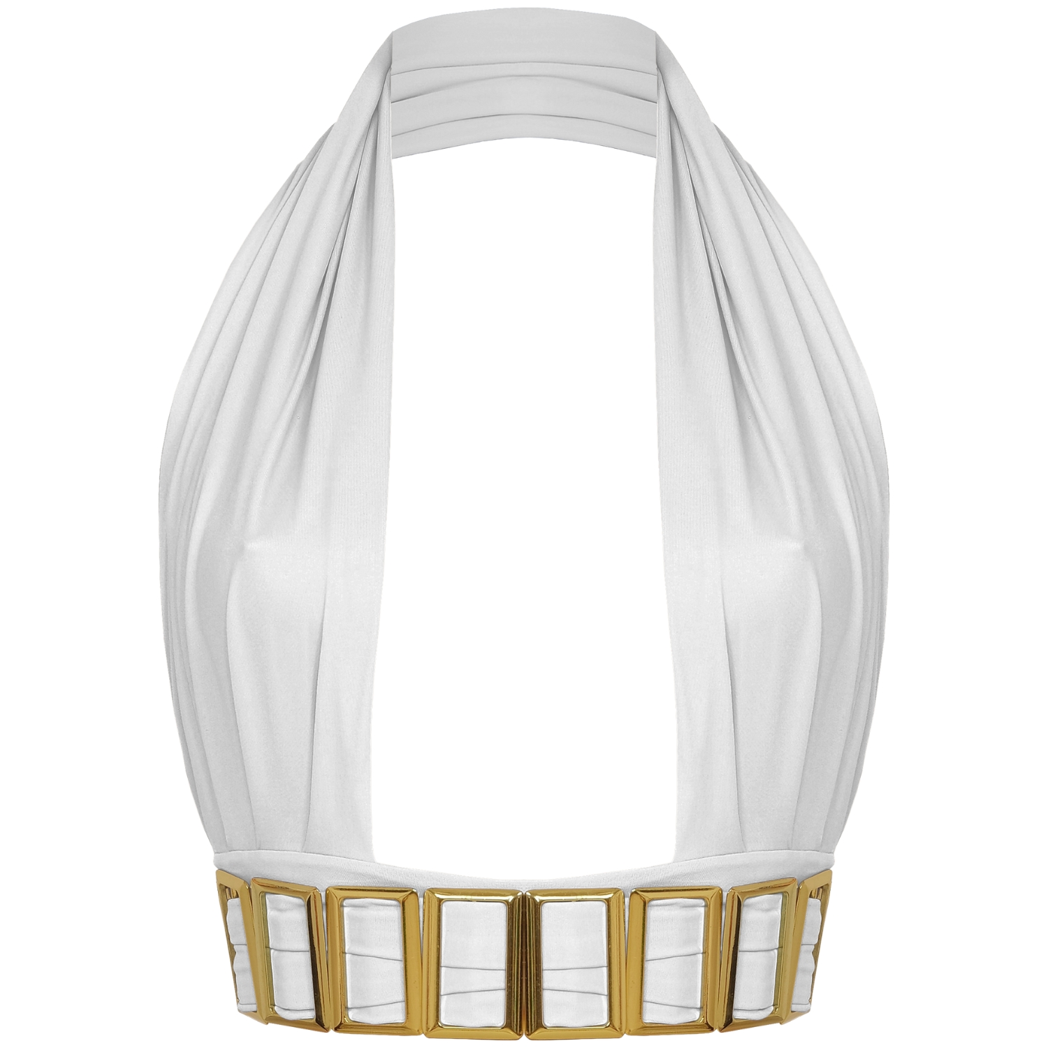 Petisa Halter Neck Bikini Top With Golden Details In White | ANTONINIAS ...