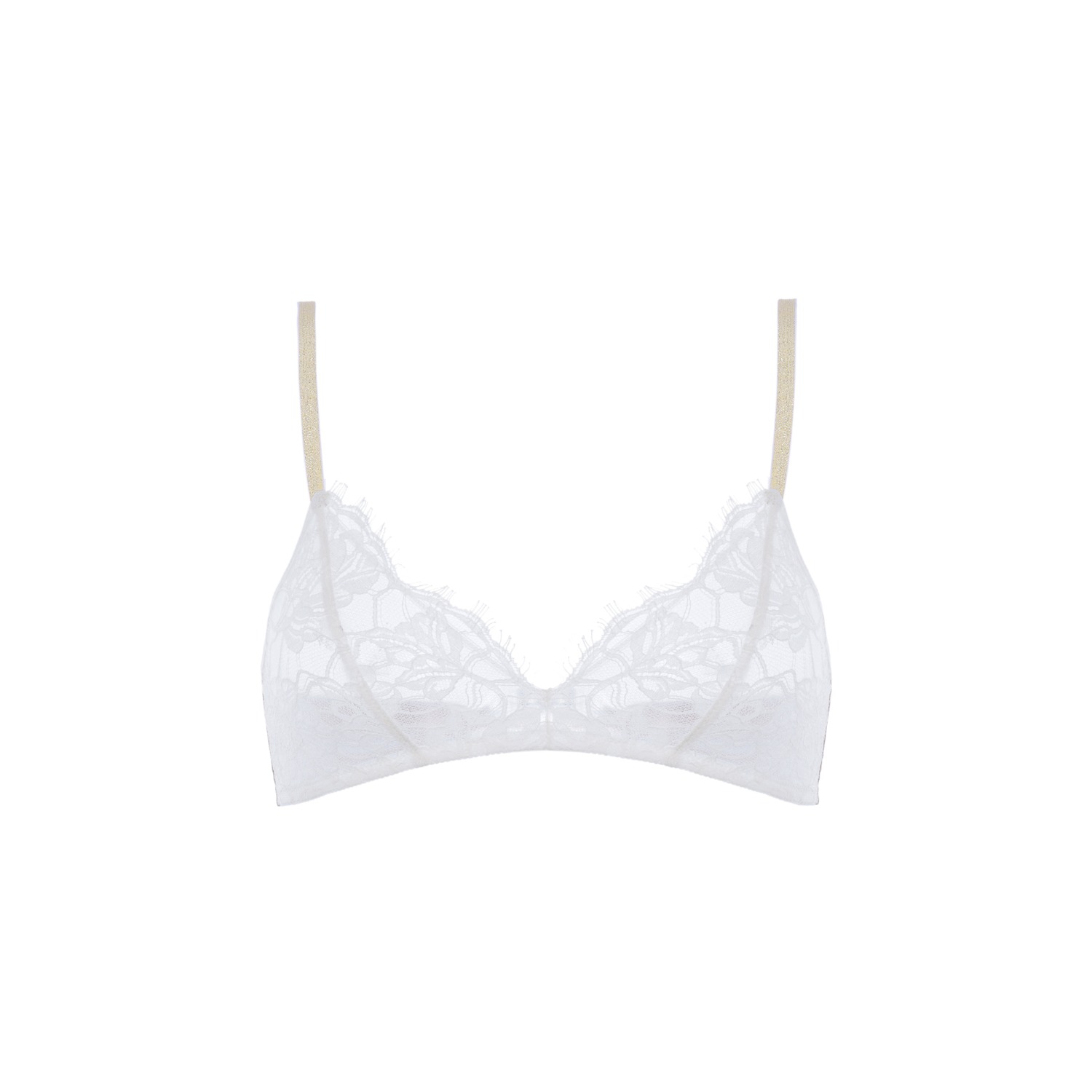 Cotton Lace & Silk Bra - White & Sand - Grace | SAETA Paris | Wolf & Badger