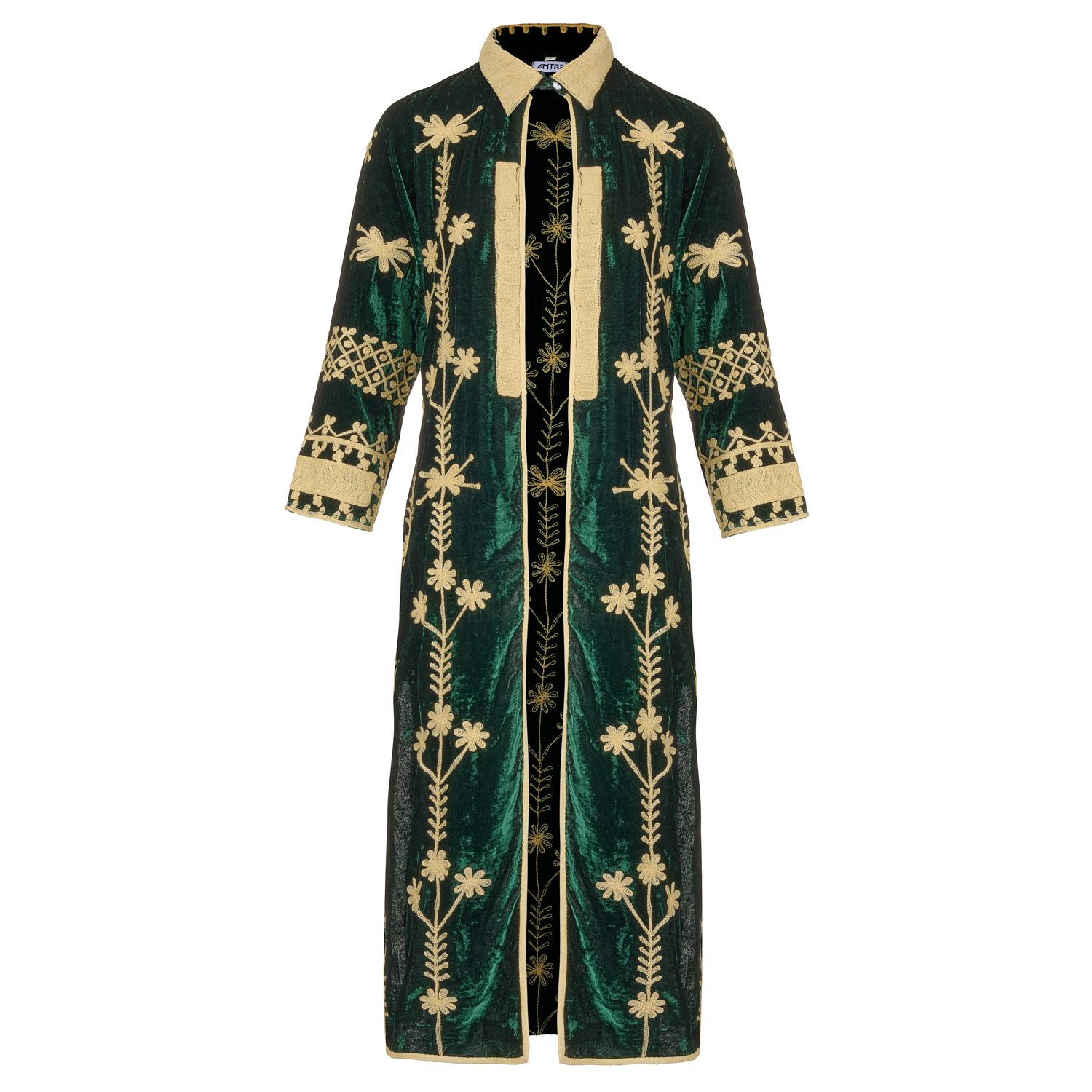 Suki Royal Green Silk Velvet Suki Coat | Antra Designs | Wolf & Badger