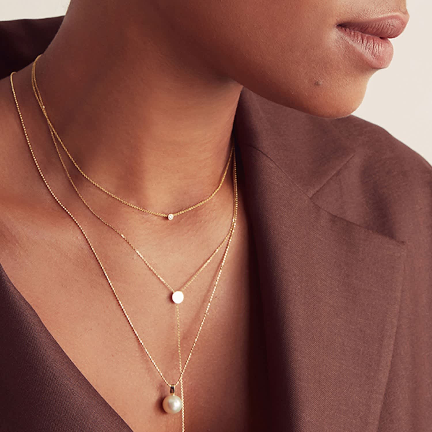 Yellow gold layered necklace store
