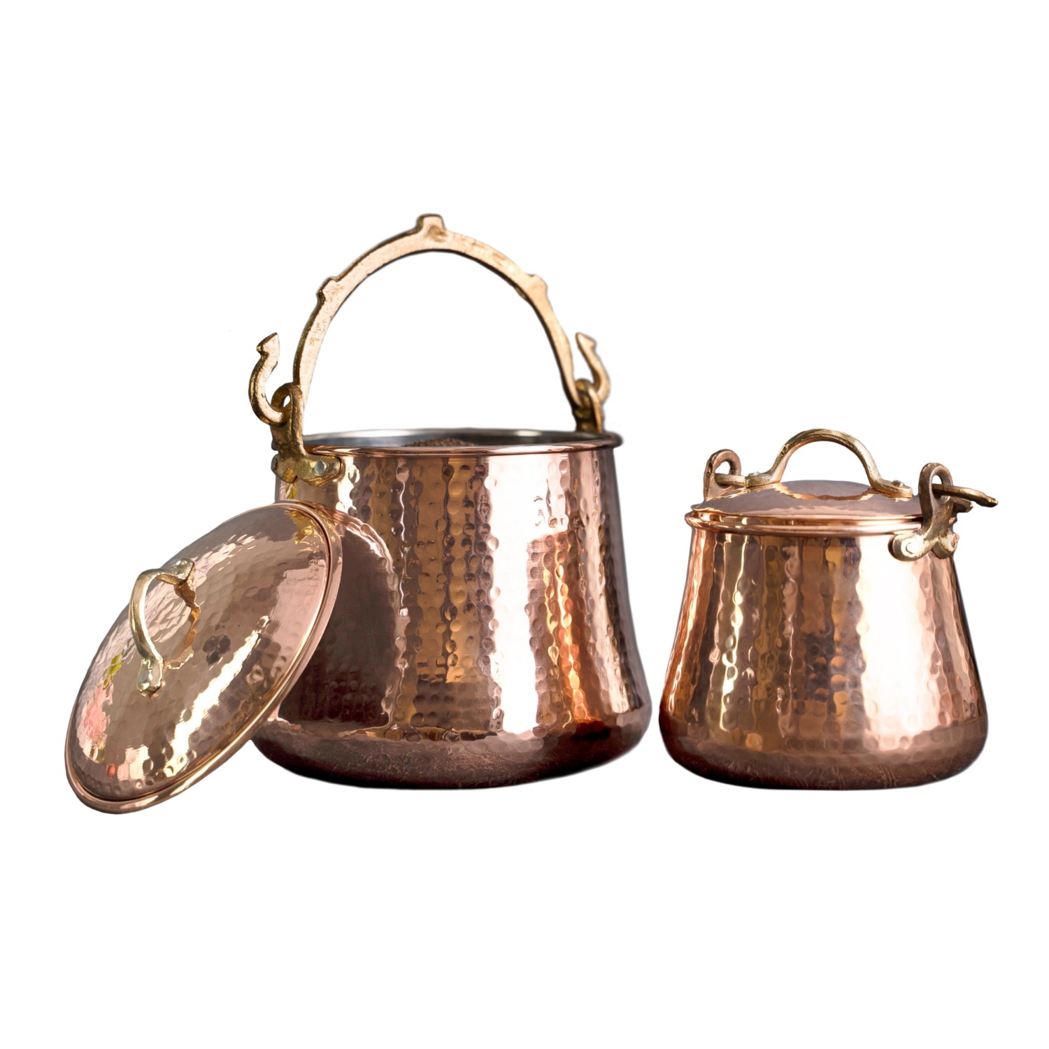 Hammered Copper Storage Pot Set With Lids - Handcrafted Solid Copper ...