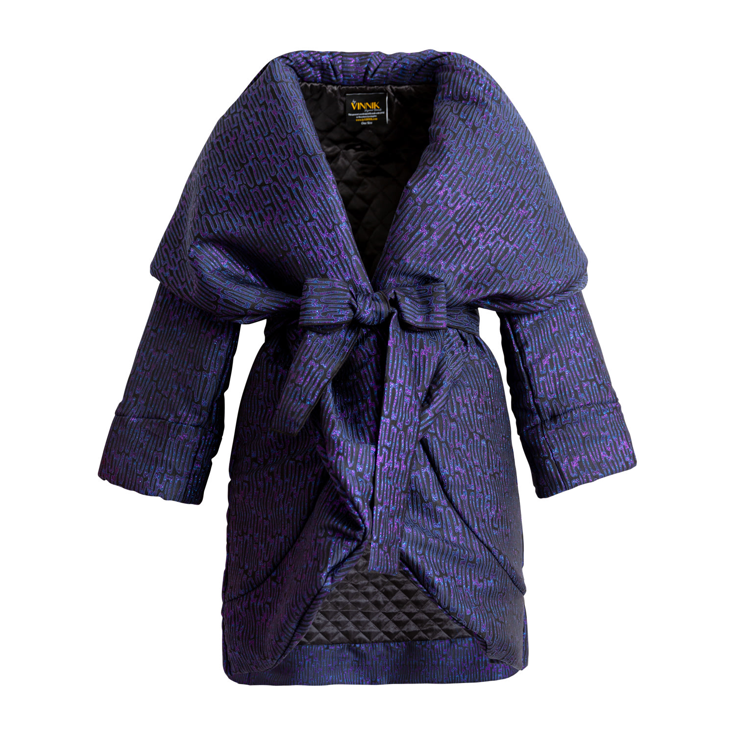 Byvinnik Women's Black / Blue / Pink Jacquard Quilted Cocoon Coat In ...