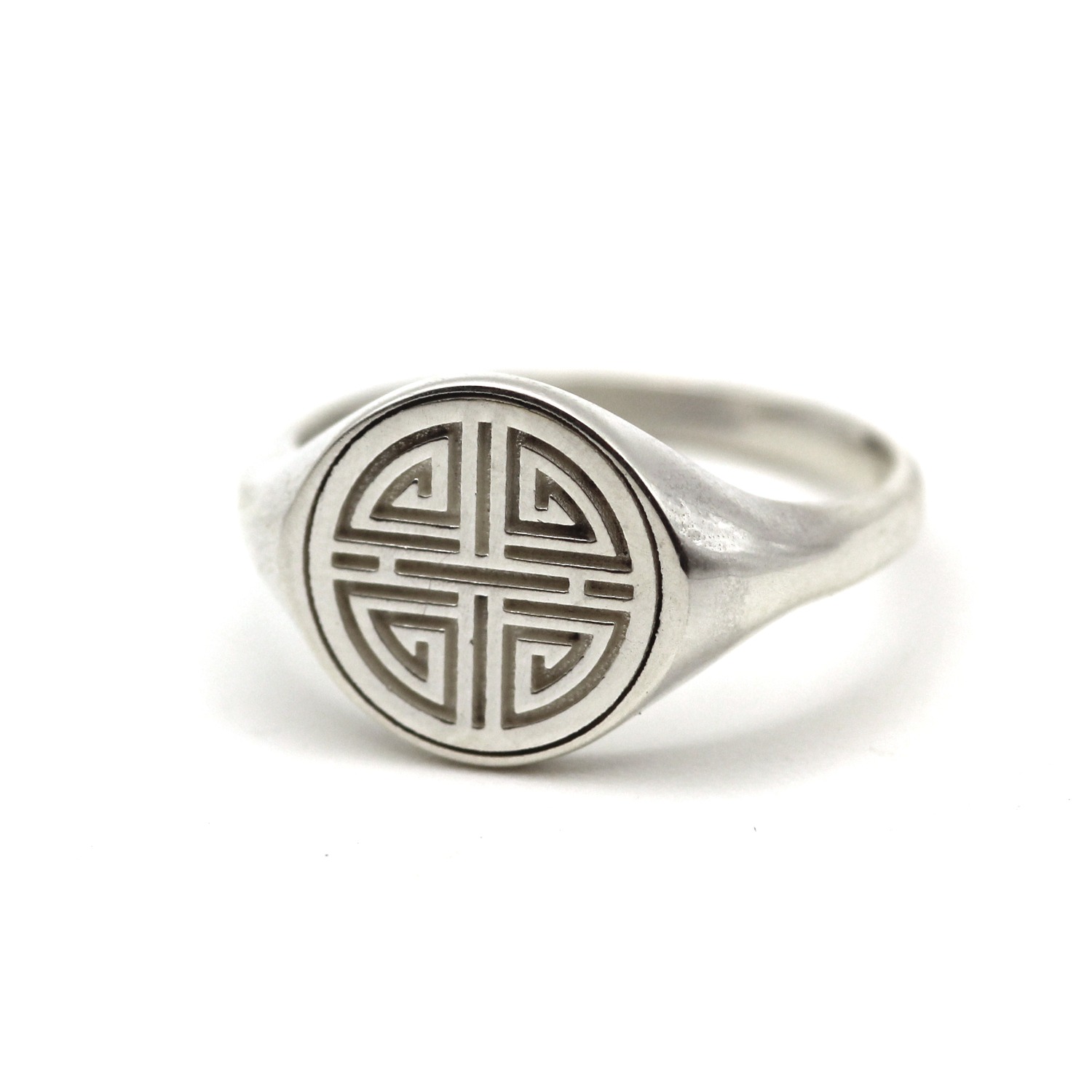 Long Healthy Life Pattern Signet Ring By Handmade | VicStoneNYC Fine ...