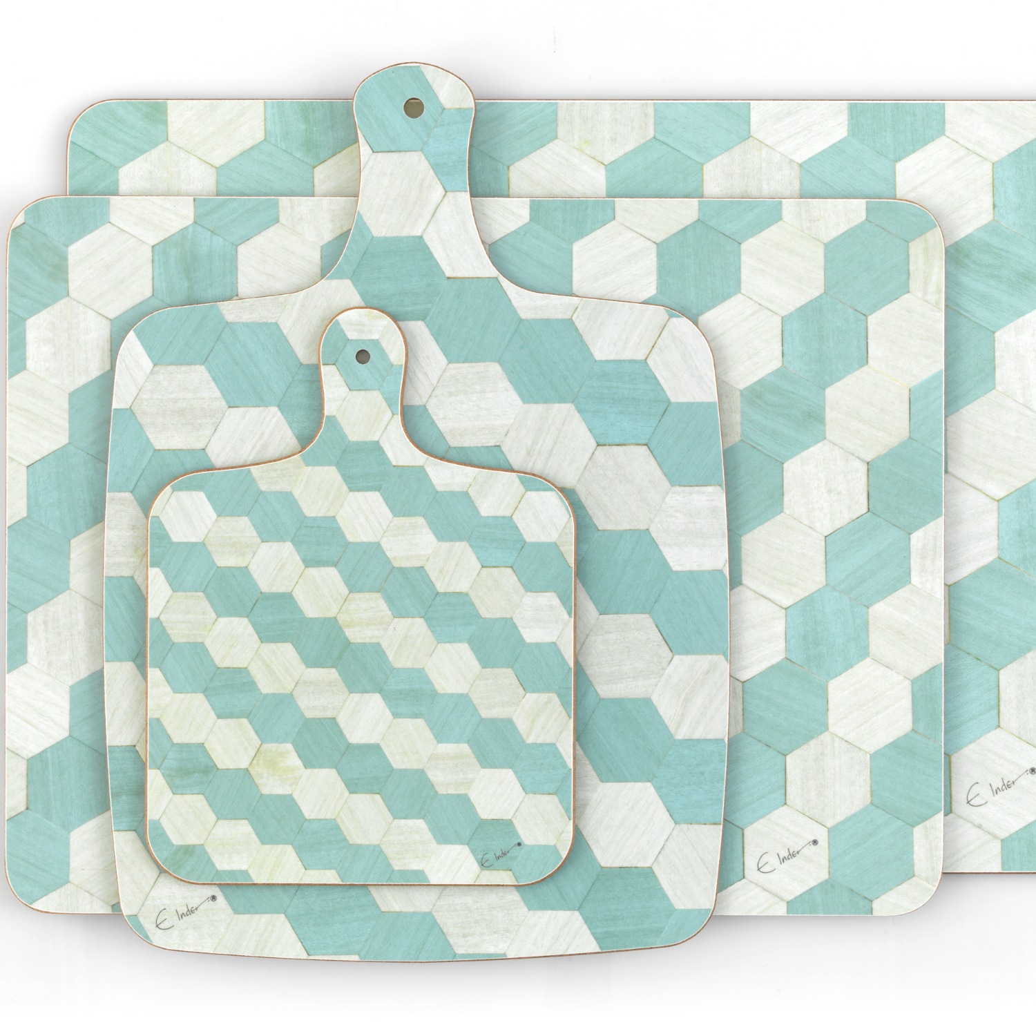 Four Chopping Boards Set. Melamine On Both Sides. Light Blue And Grey ...