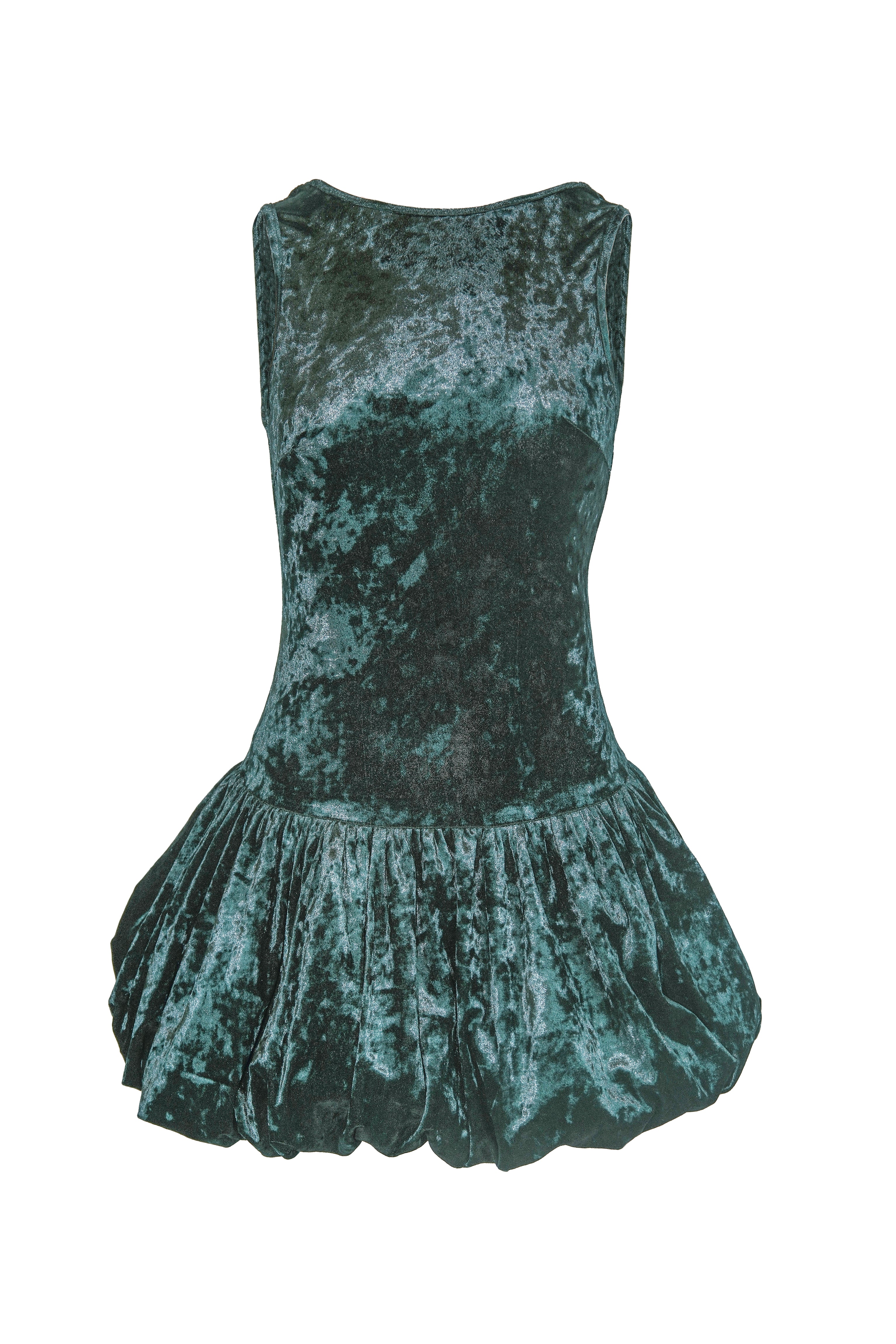 Amy Lynn Women's Ciara Emerald Green Velvet Puffball Ultra Mini Dress ...