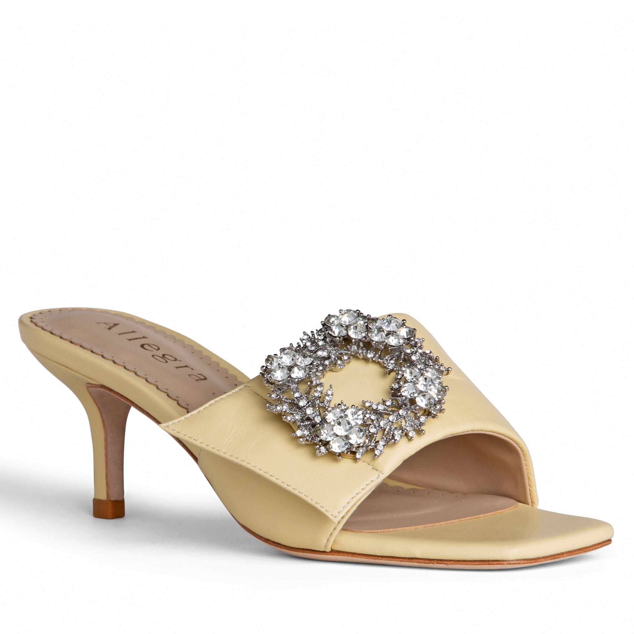 Allegra James Harper Kitten Heel Sandal In Yellow | ModeSens