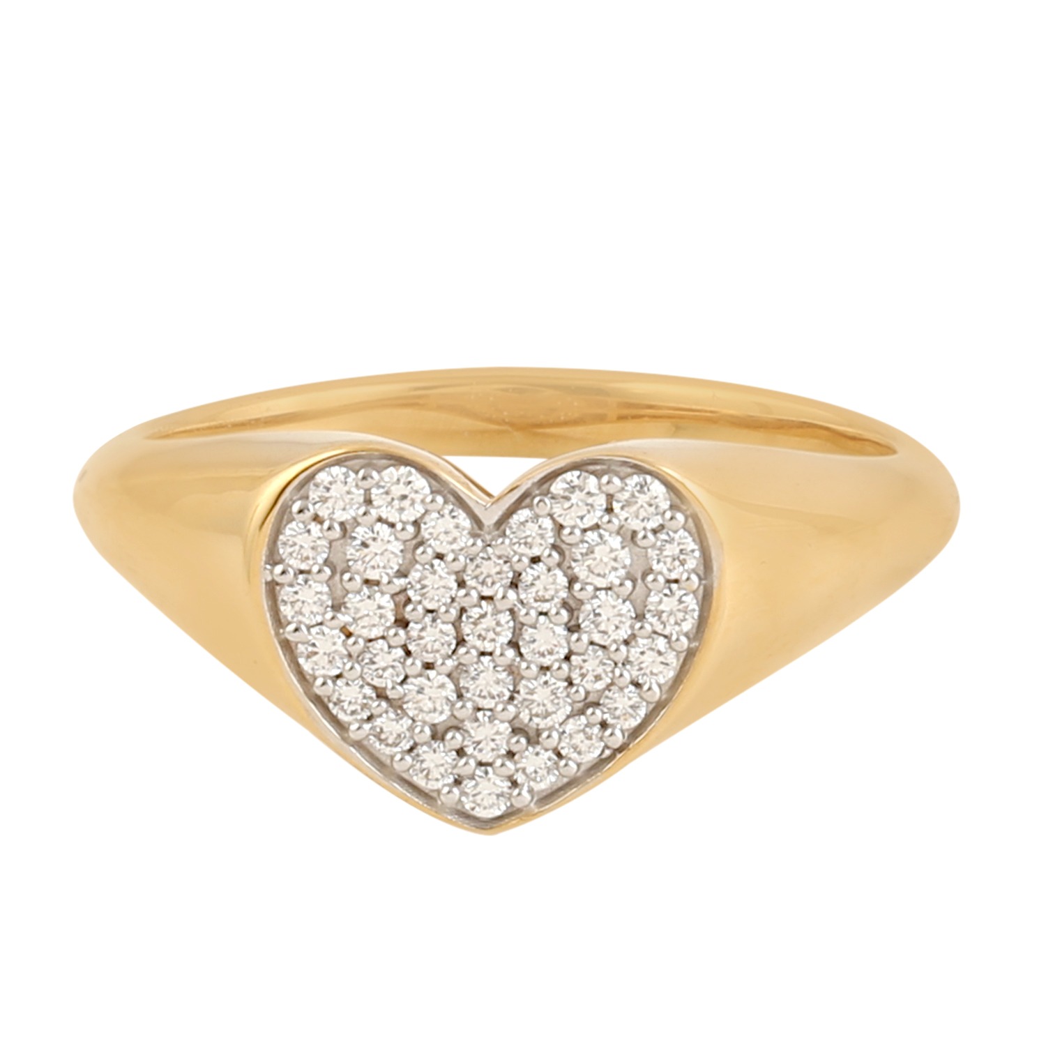 Natural Diamond In Yellow Gold Heart Ring | Artisan | Wolf & Badger