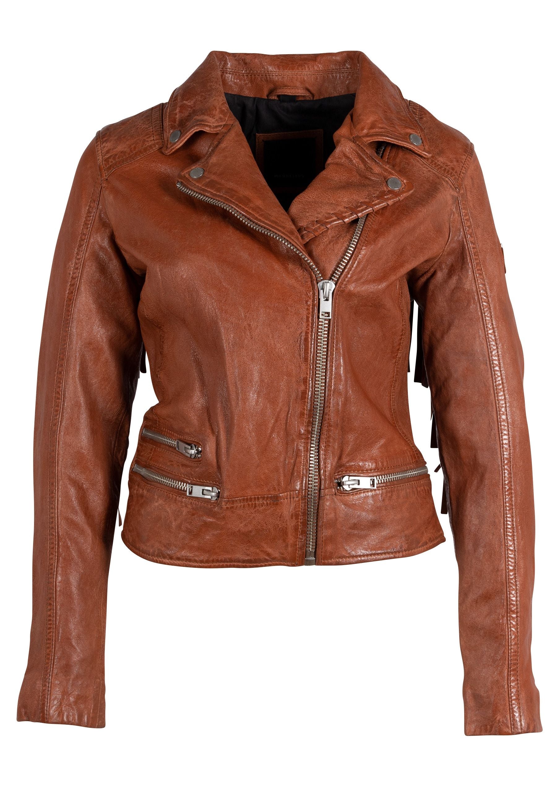 Zoe Rf Leather Jacket, Burnt Orange | MAURITIUS | Wolf & Badger