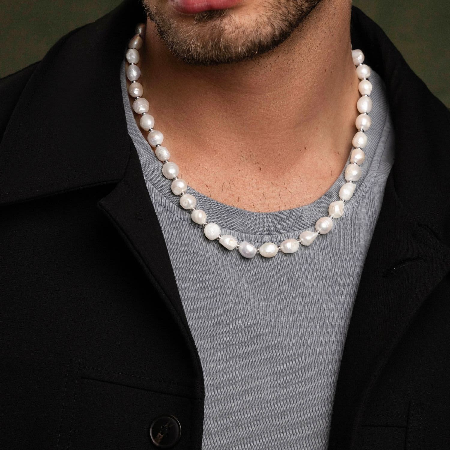 Pearl necklace choker men store