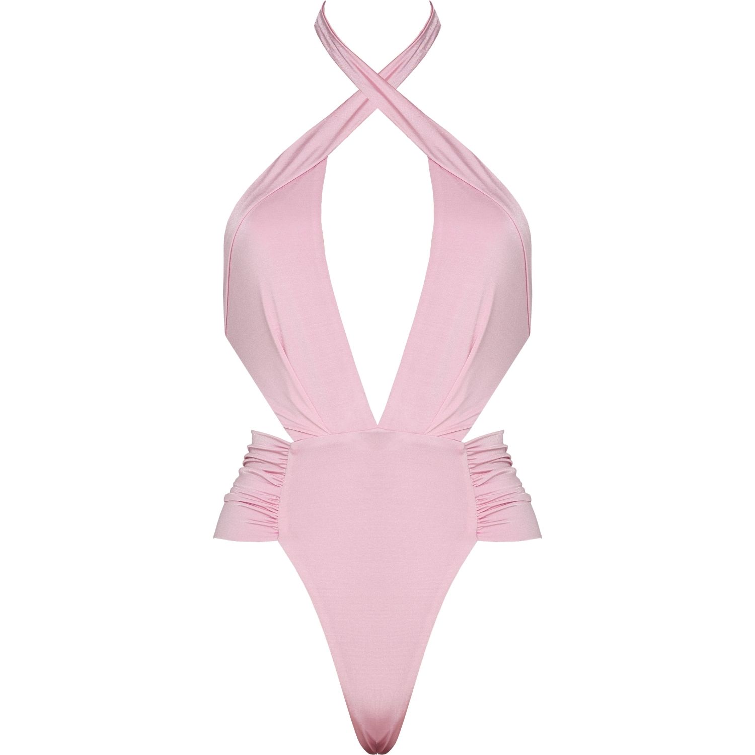 Women's Pink Melanie Dual-Way Plunge Swimsuit With Side Cut-Outs In ...
