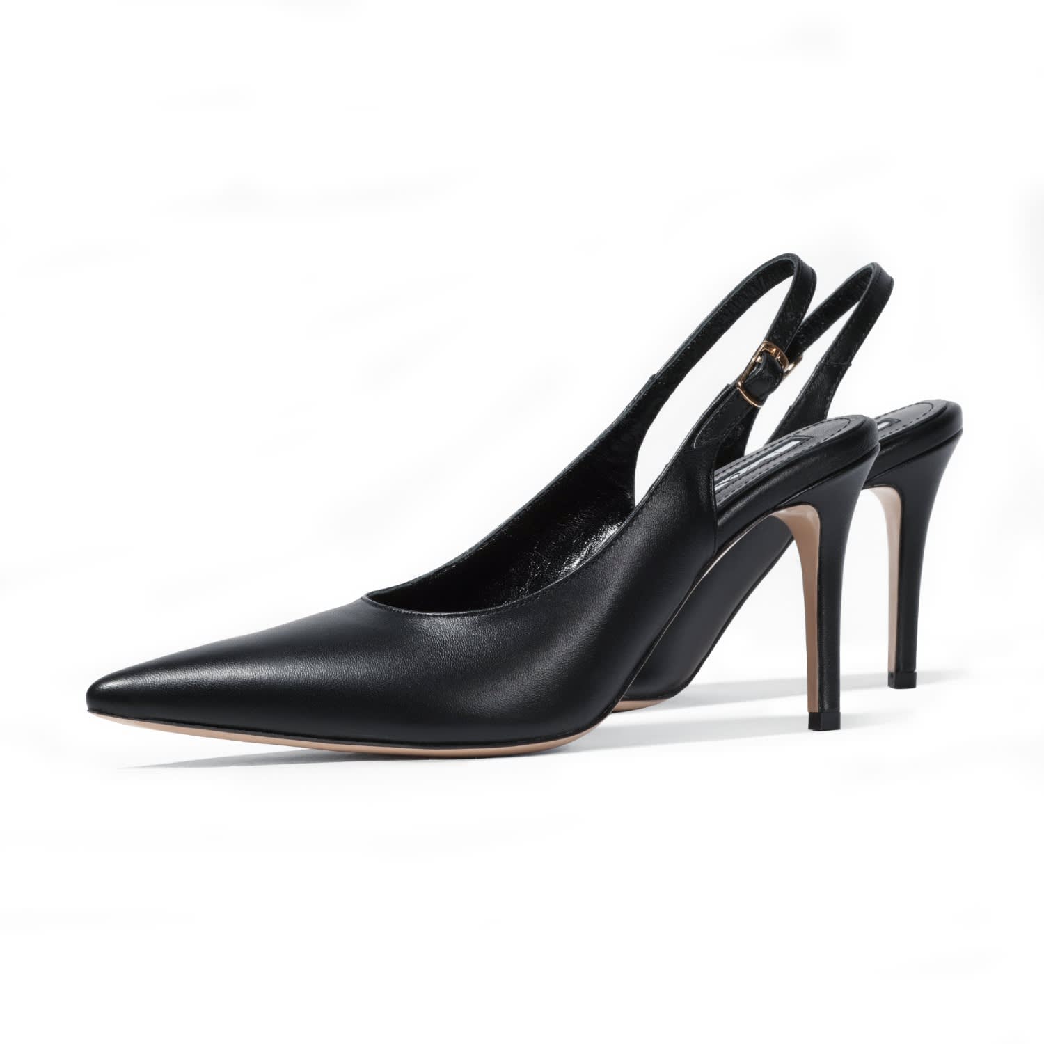Mad Shoes Women's The Yoko Slingback Stiletto In Black Leather | ModeSens
