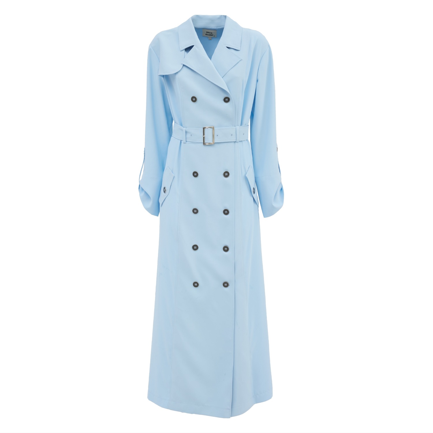 Belted Double-Breasted Trench Dress Light Blue | Julia Allert | Wolf ...