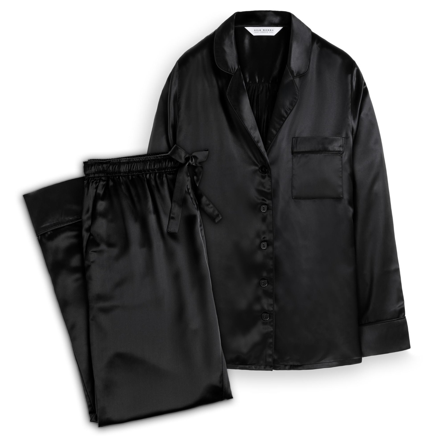 Pure Mulberry Silk Pyjamas - Black | Silk Works London | Wolf & Badger