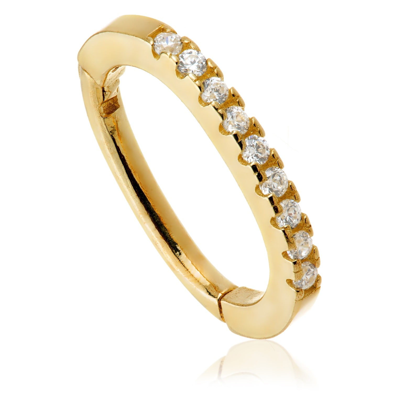 Tish Lyon Women's Radha Solid Gold Pave Oval Rook Hoop Earring - Gold ...