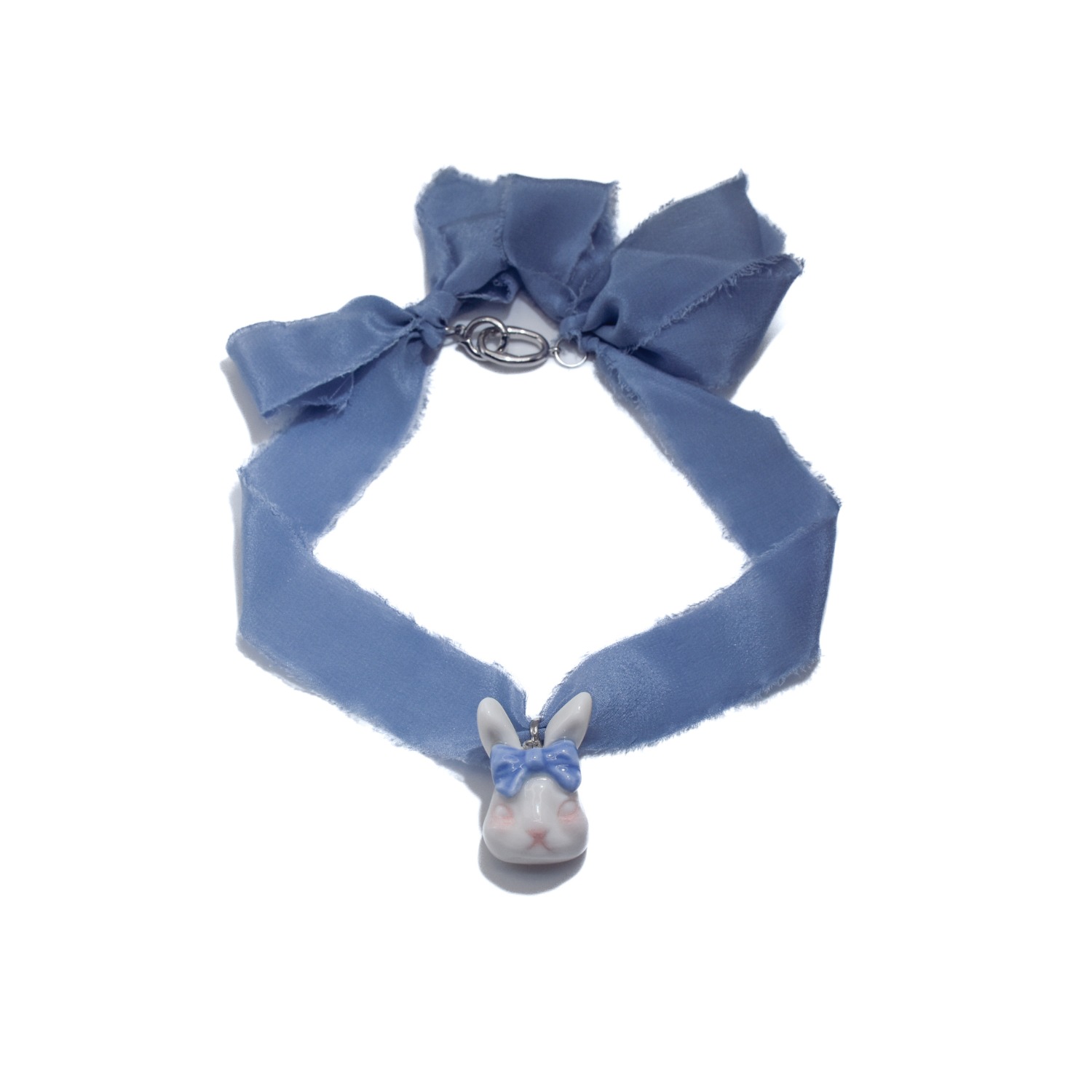 Grumpy Bunny Purple Blue Silk Choker Necklace | H2 Studio | Wolf & Badger